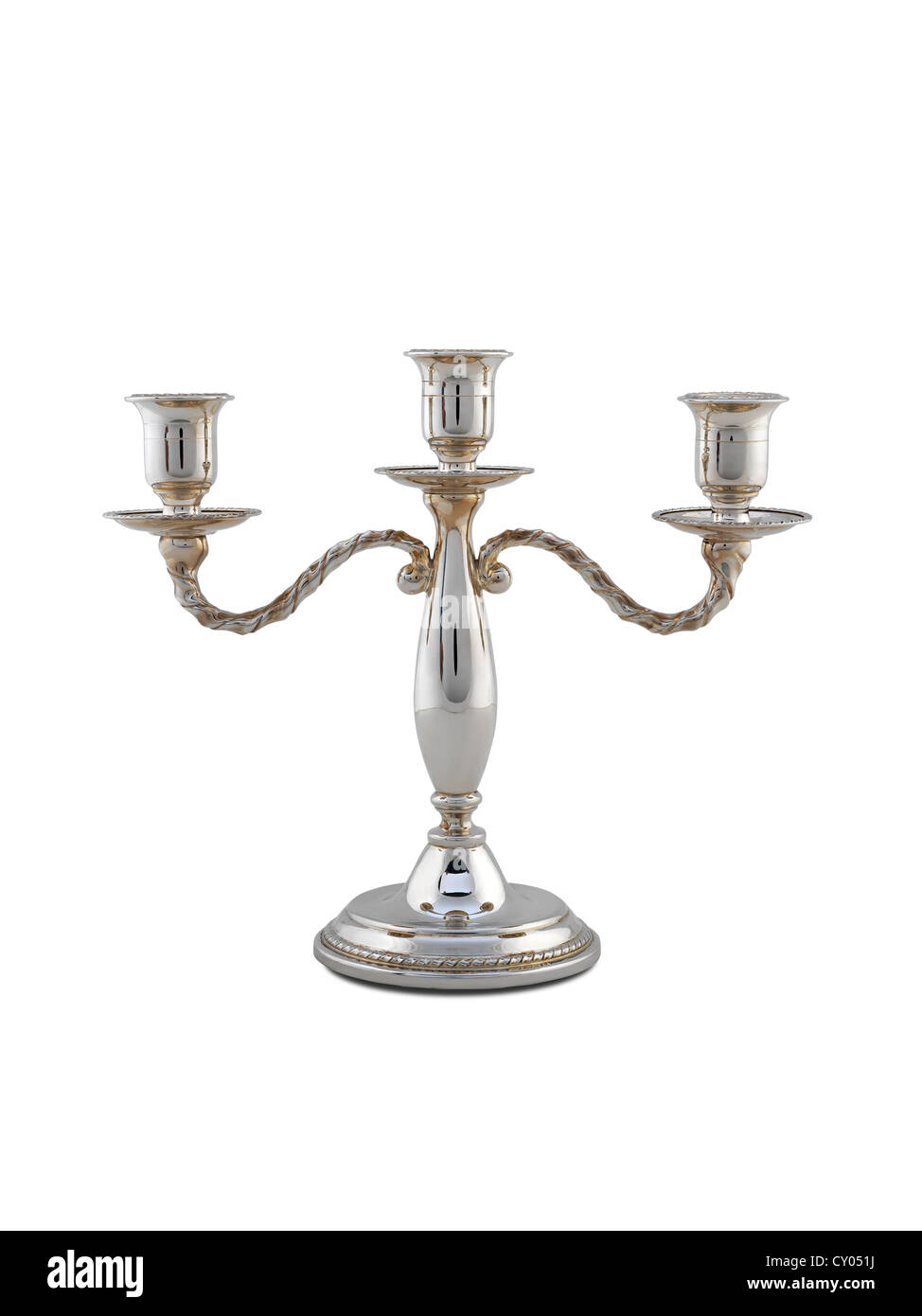 shiny silver candlestick on isolated white background Stock Photo - Alamy