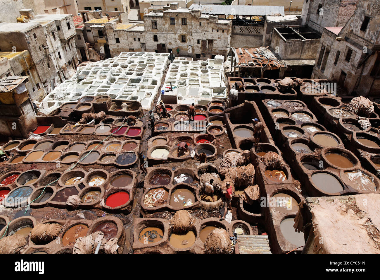 Traditional tanneries and dye works in Fès, Fez, Fès-Boulemane, Morocco ...