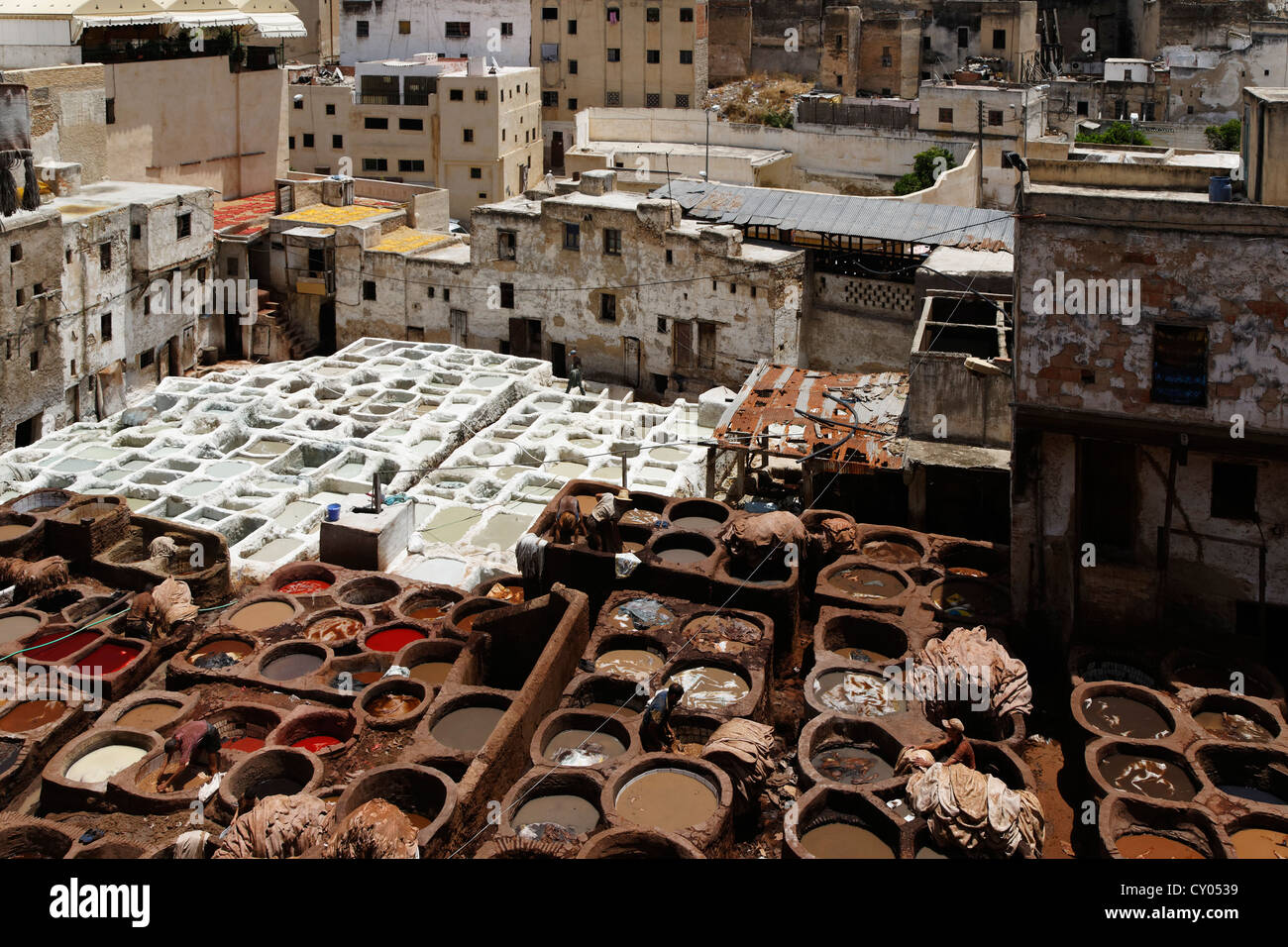 Traditional tanneries and dye works in Fès, Fez, Fès-Boulemane, Morocco ...