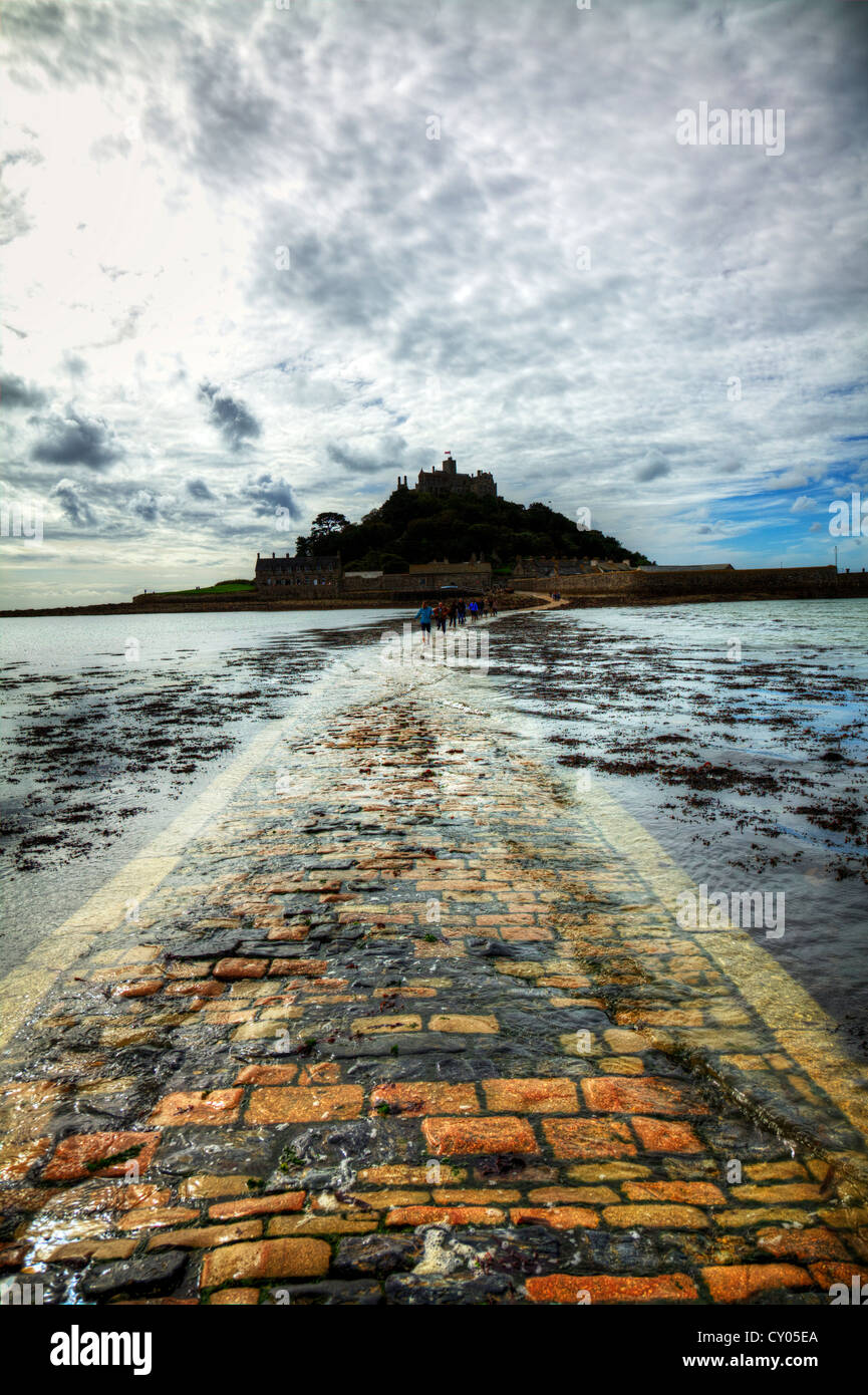 Causeway leading to St Michaels Mount, Cornwall, people getting caught ...