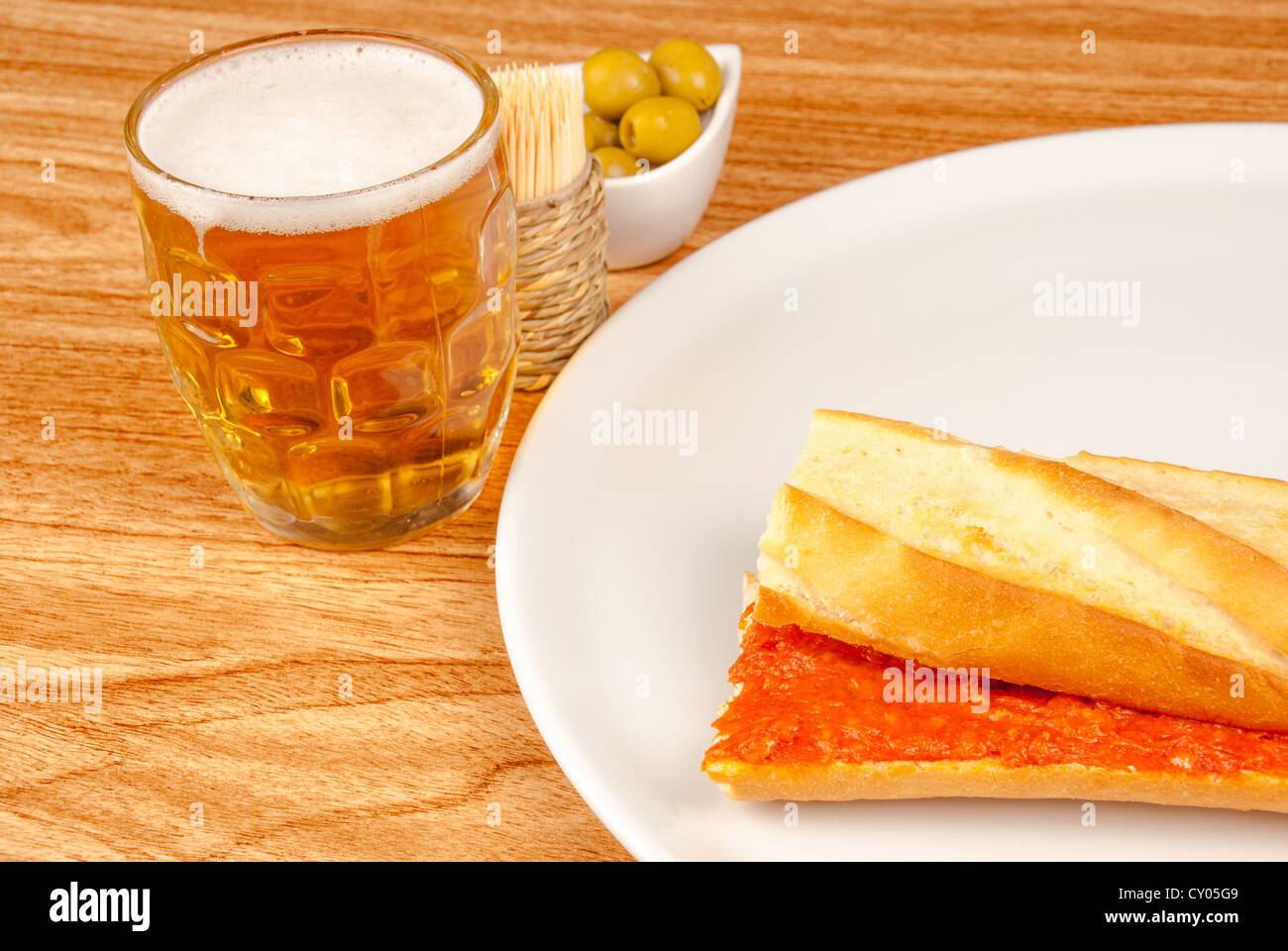 Bread spread with traditional Spanish sobrasada mince Stock Photo - Alamy