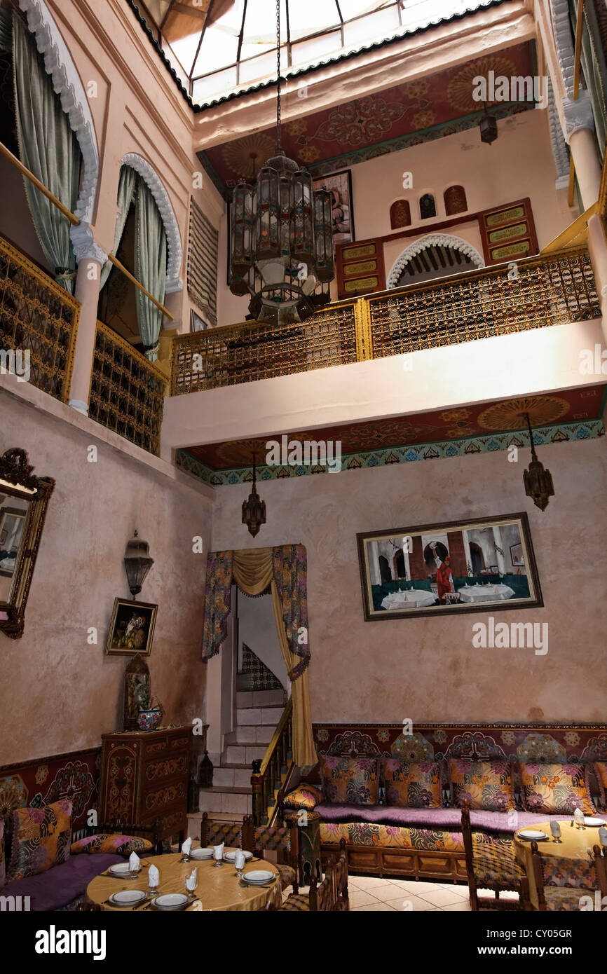 Old riad, converted into a restaurant, Rabat, Rabat-Salé-Zemmour-Zaer ...