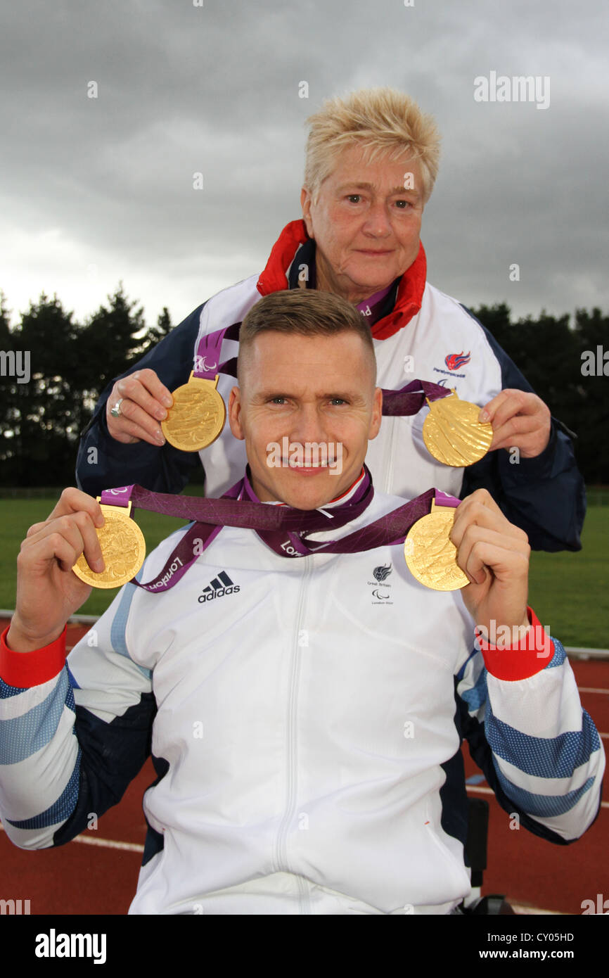 David Weir and his coach Jenny Archer at Kingsmeadow track in Norbiton ...