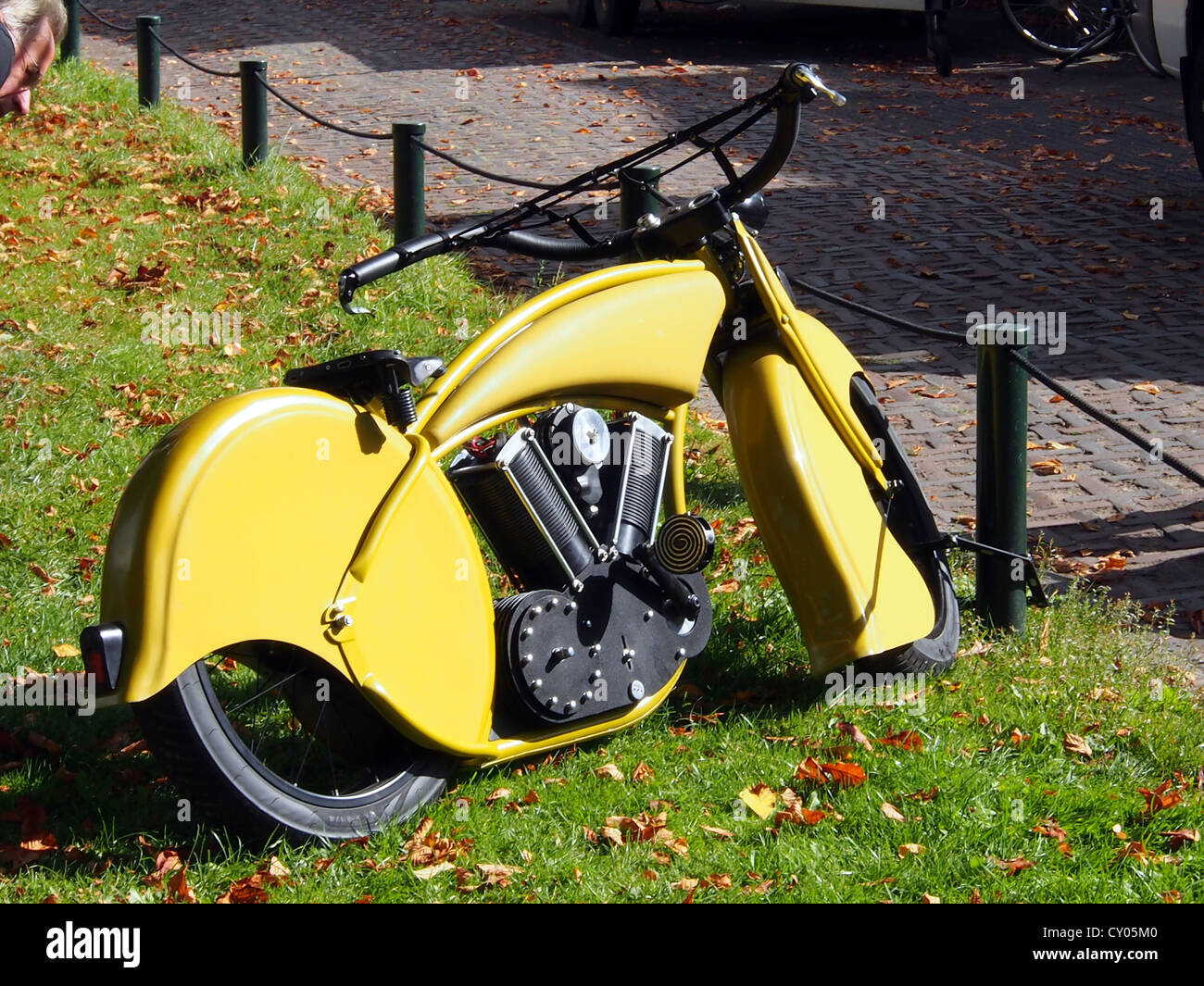 Yellow custom bike Stock Photo - Alamy