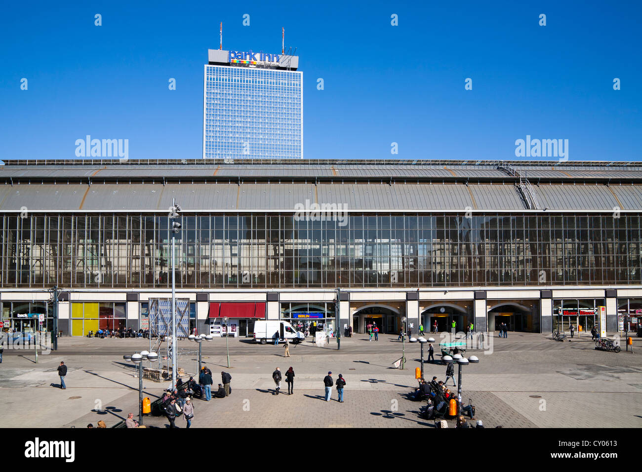Panoramic view, Alexanderplatz square railway station, Mitte quarter ...