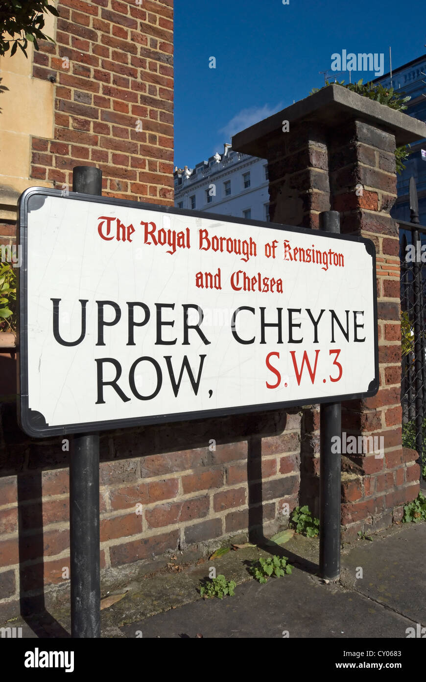 street name sign for upper cheyne row, chelsea, london, england Stock ...
