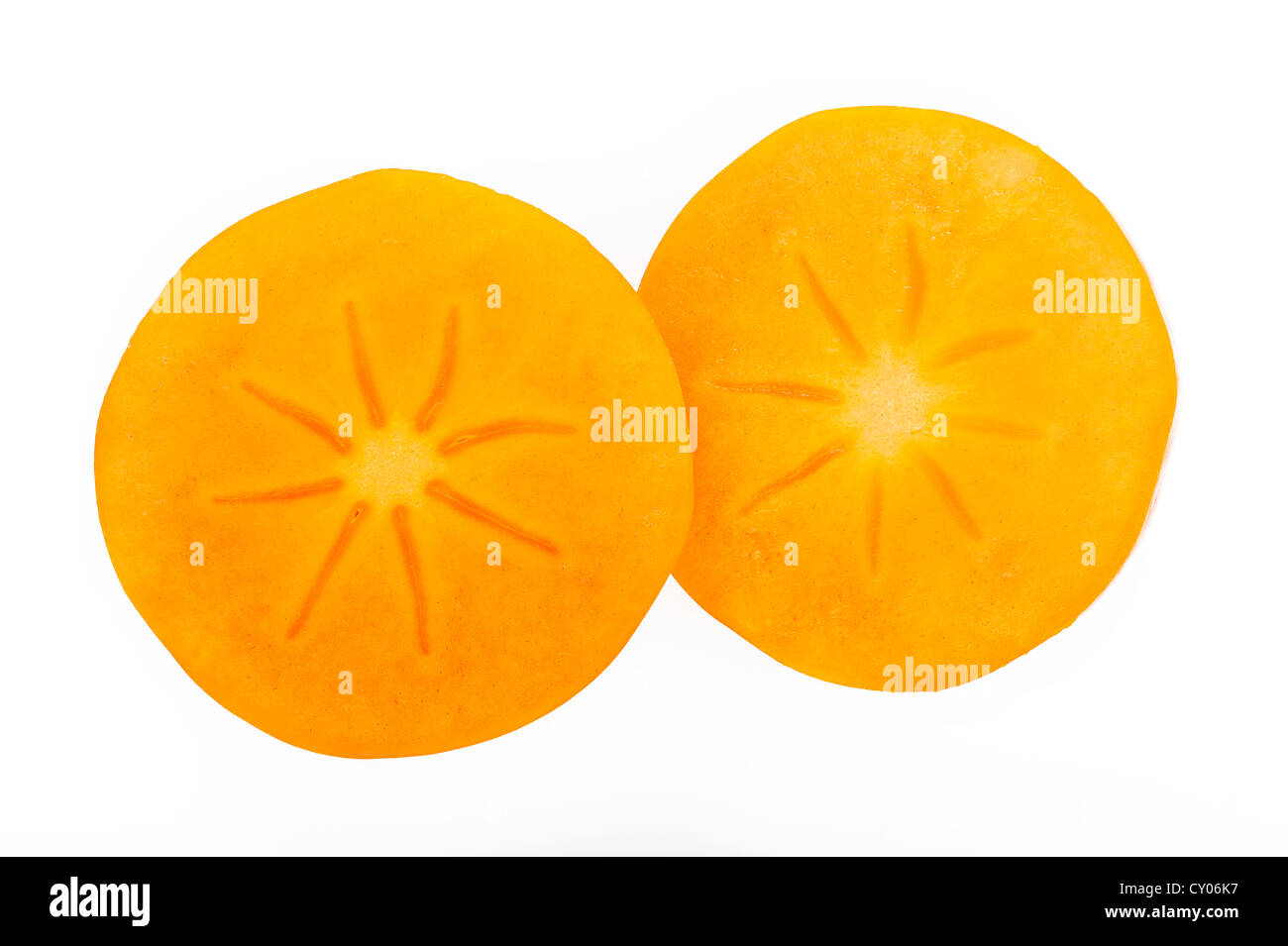 Persimmon fruit slice on white background Stock Photo - Alamy