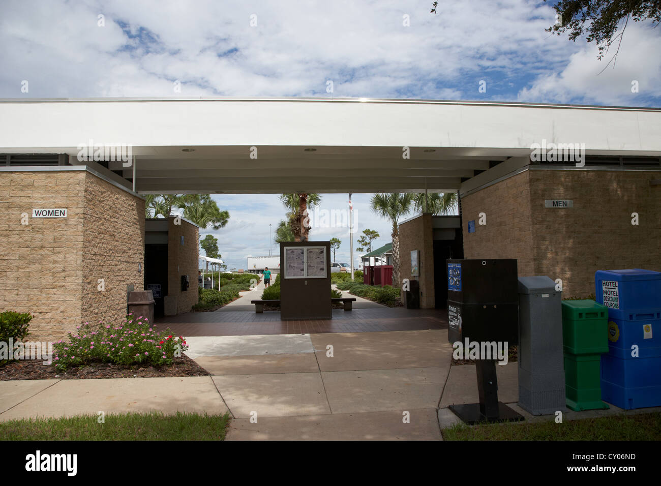 toilets and snack building at interstate rest service stop florida usa ...