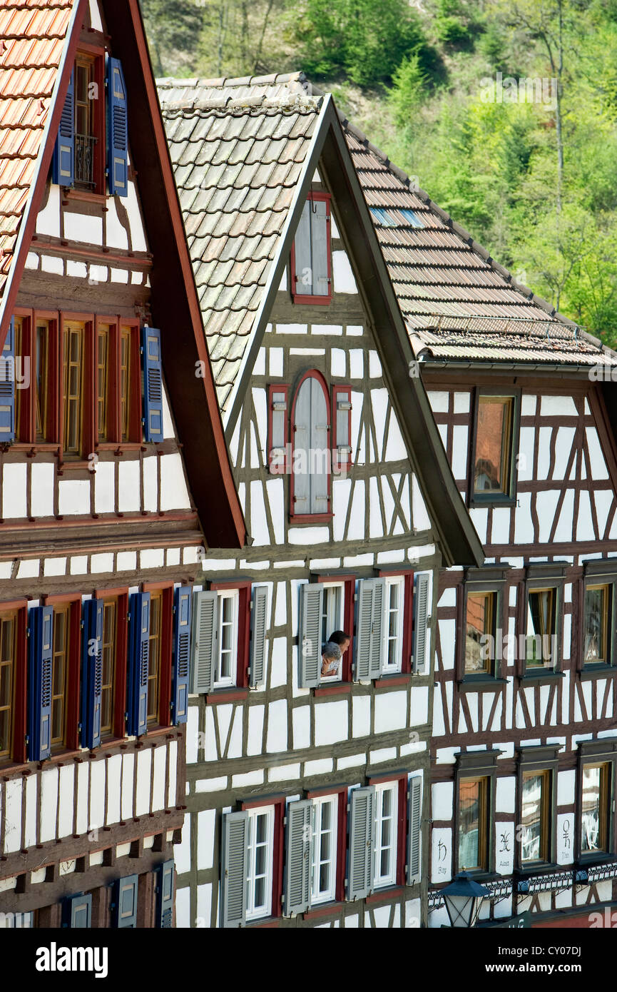 Half-timbered houses in Schiltach, Kinzigtal Valley, Black Forest ...