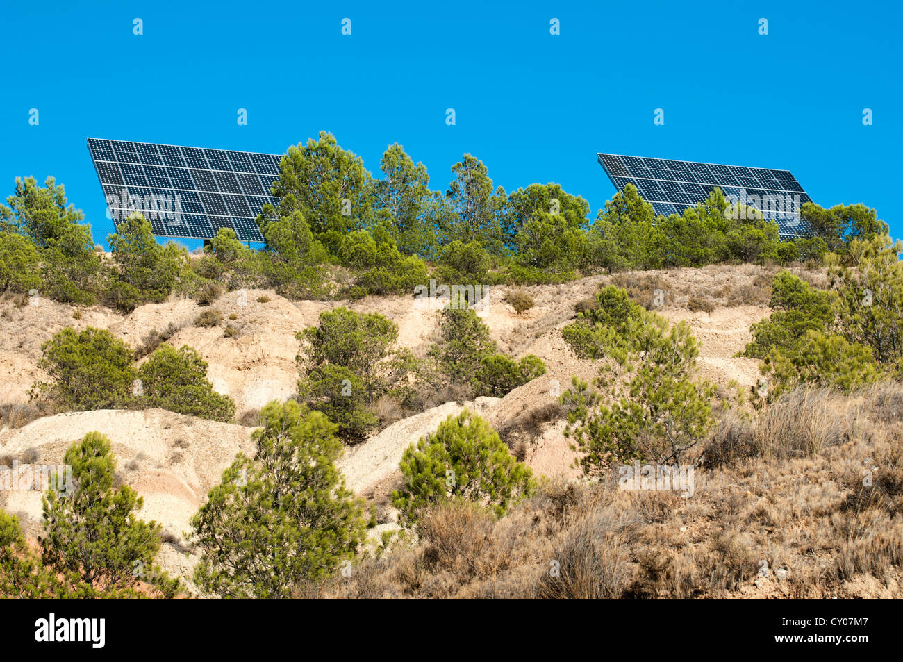 Solar panels on the mountain hill Stock Photo - Alamy