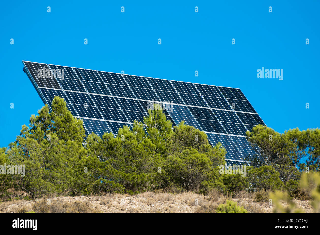 Solar panels on the mountain hill Stock Photo - Alamy