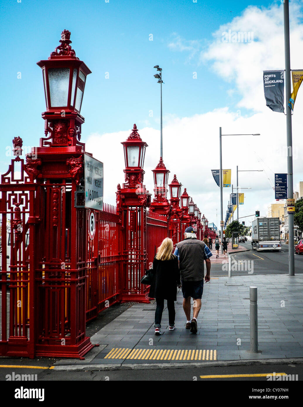 Dockside footpath in front of the historic docks in Auckland, New ...