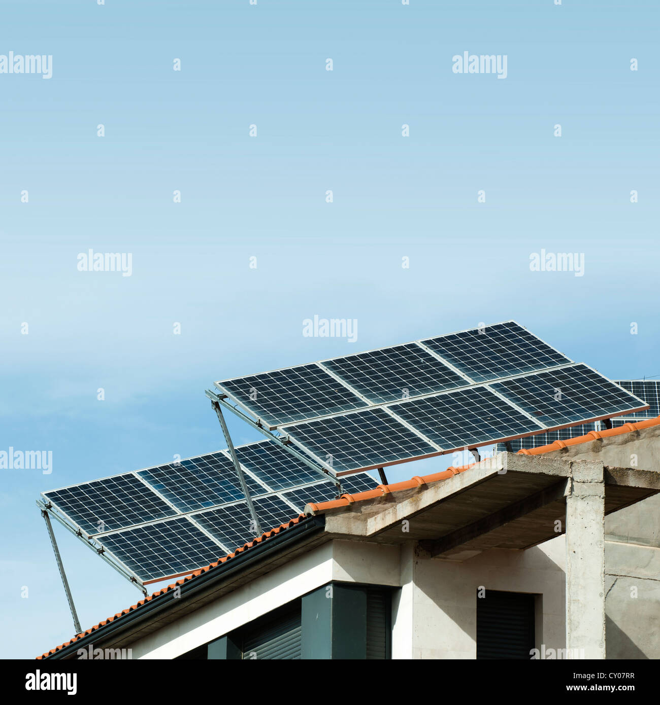 Solar energy on roof building hi-res stock photography and images - Alamy