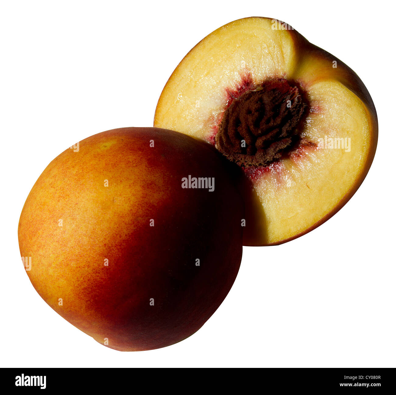 Peach fruit in tree Cut Out Stock Images & Pictures - Alamy