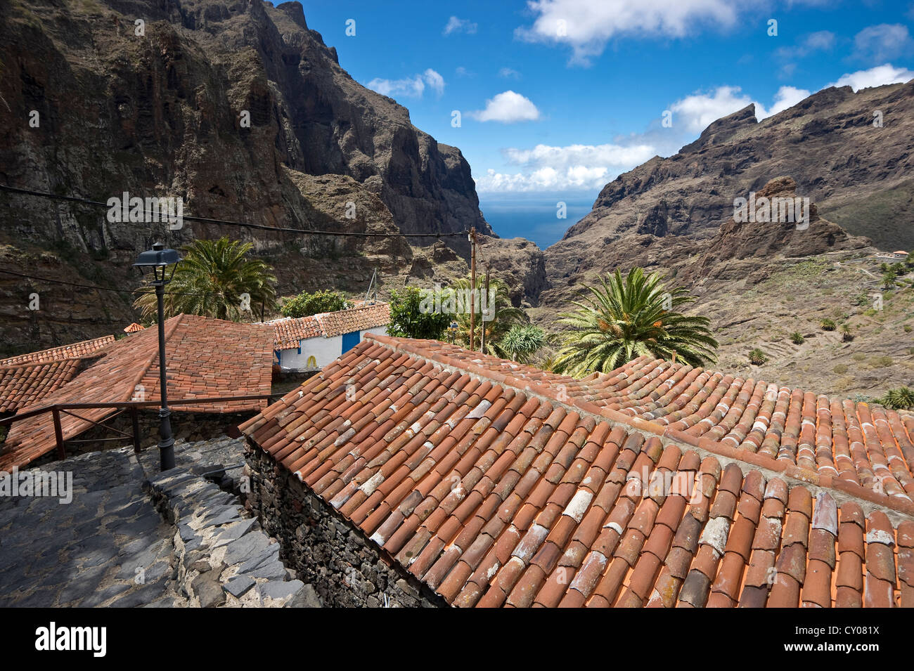 Rooftops and Masca Gorge, Masca, Teno Mountains, Tenerife, Canary ...