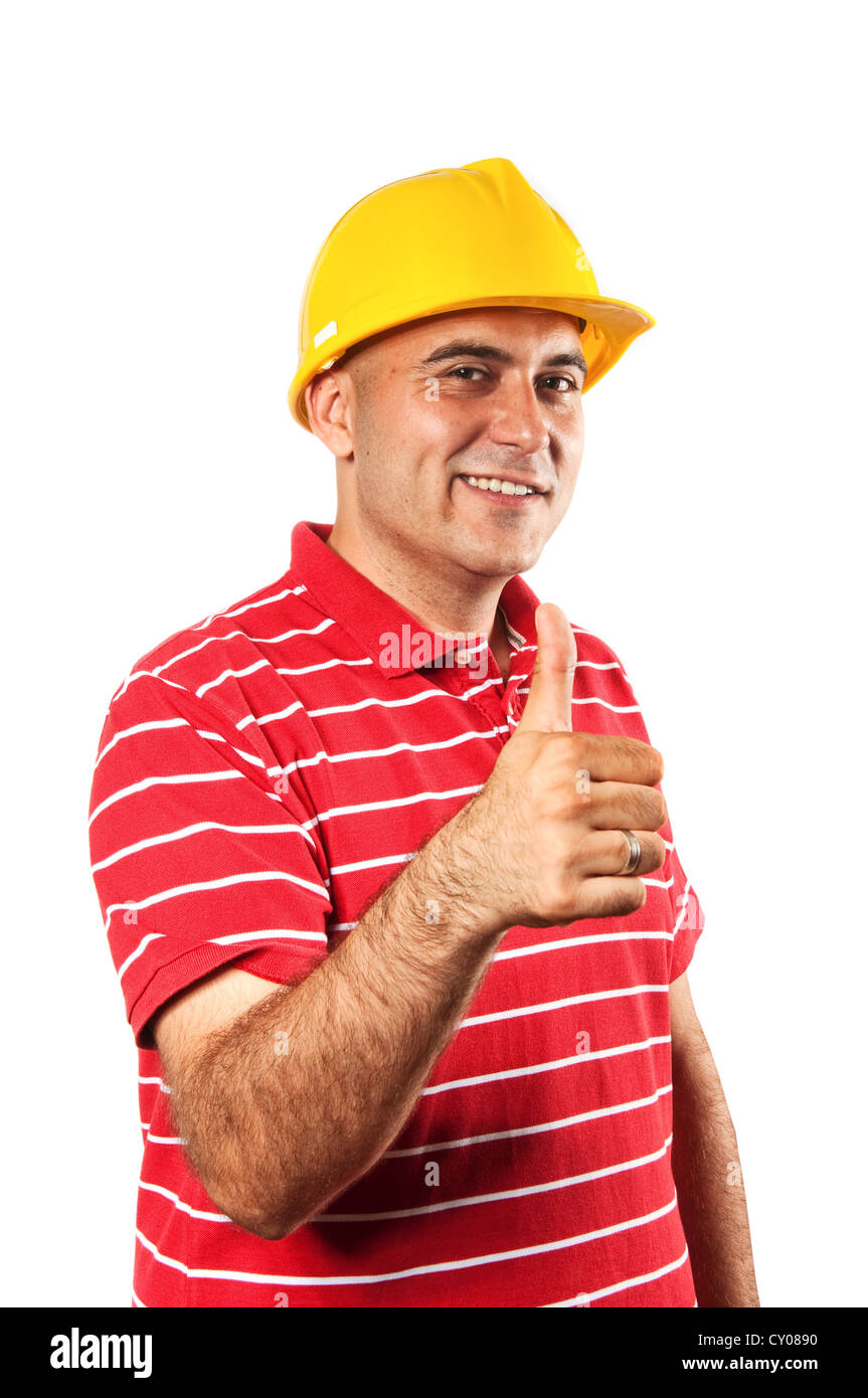 Construction engineer showing a thumb up gesture Stock Photo - Alamy