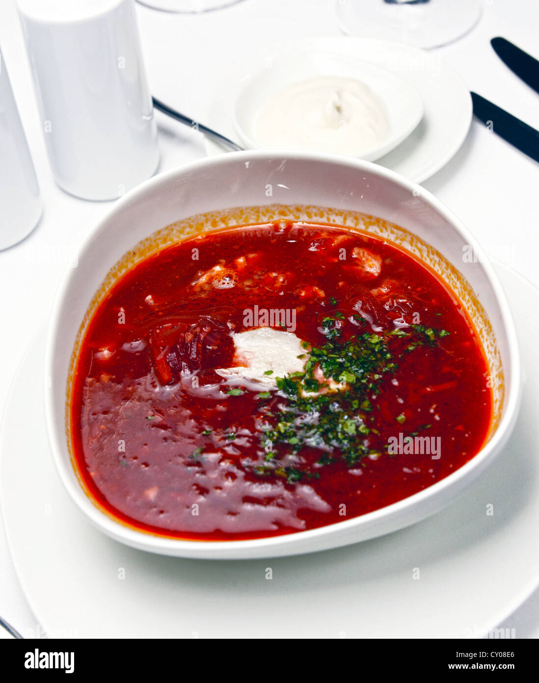 Ukrainian borsch with sour cream (beet soup Stock Photo - Alamy