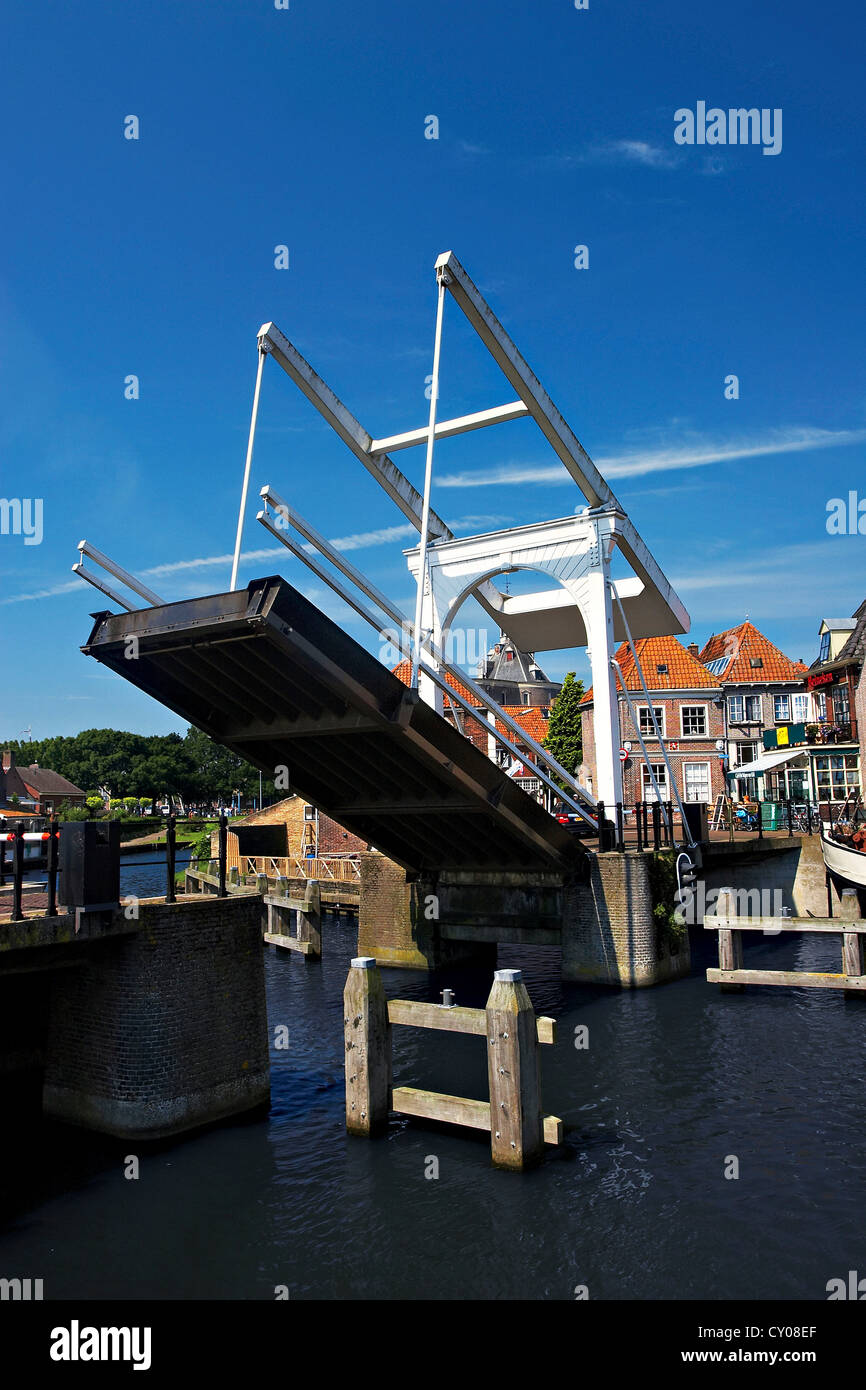 Netherlands, Enkhuizen, Draw bridge and Classic Dutch vessels in the ...