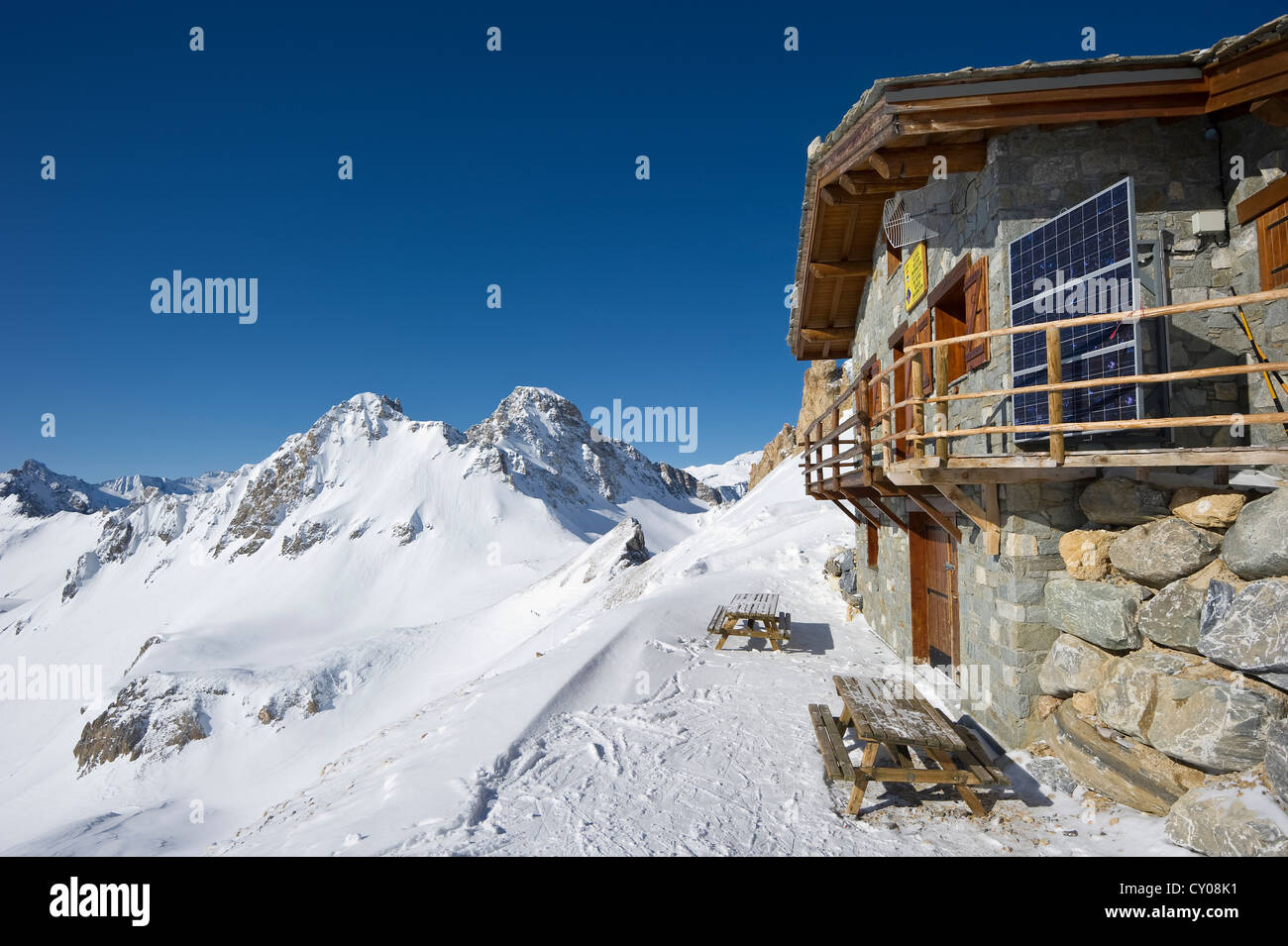 Mountain cabin, Aiguille Percee, Tignes, Val d'Isere, Savoie, Alps ...