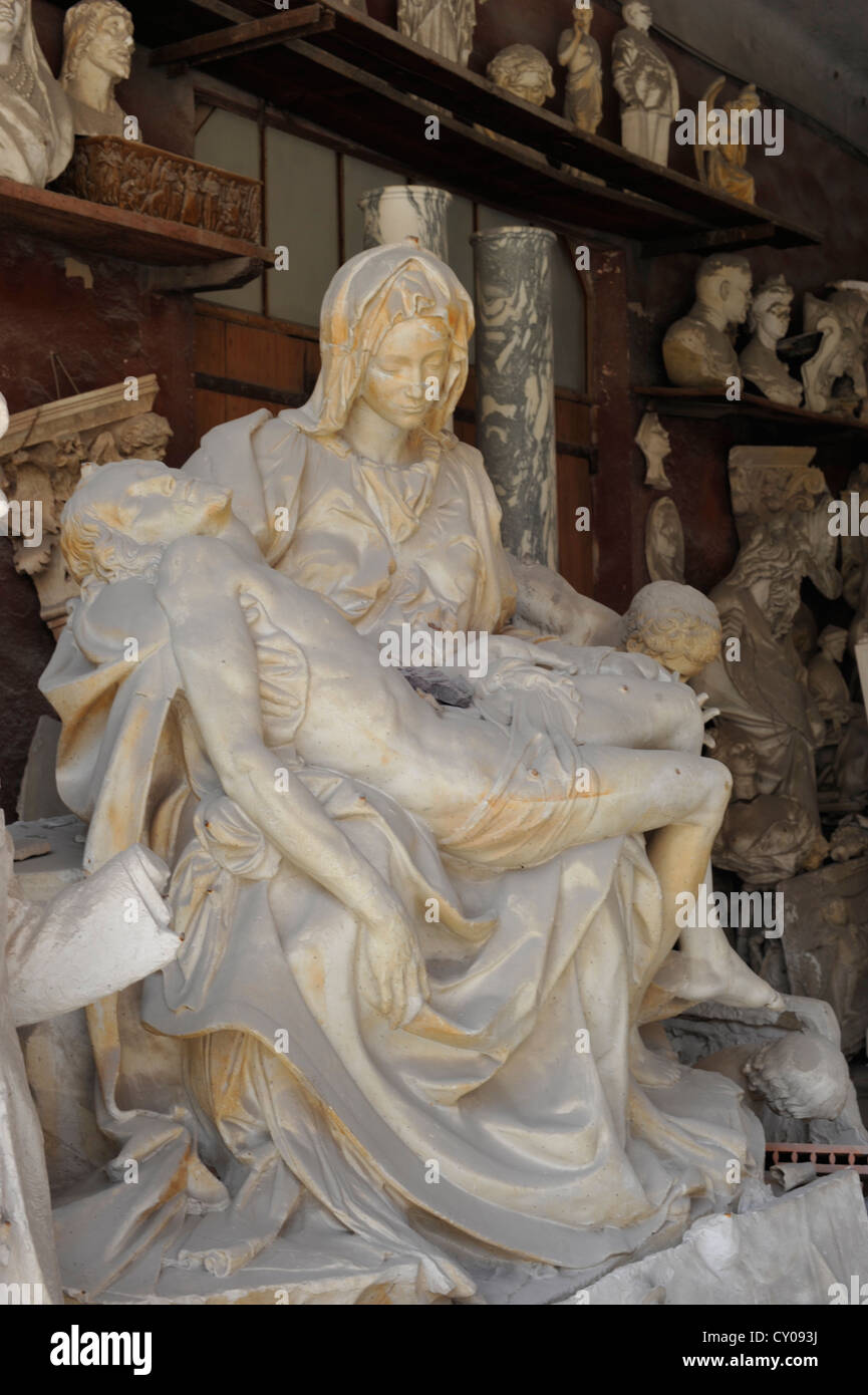 Plaster model of the Pieta by Michaelangelo in a marble carving ...