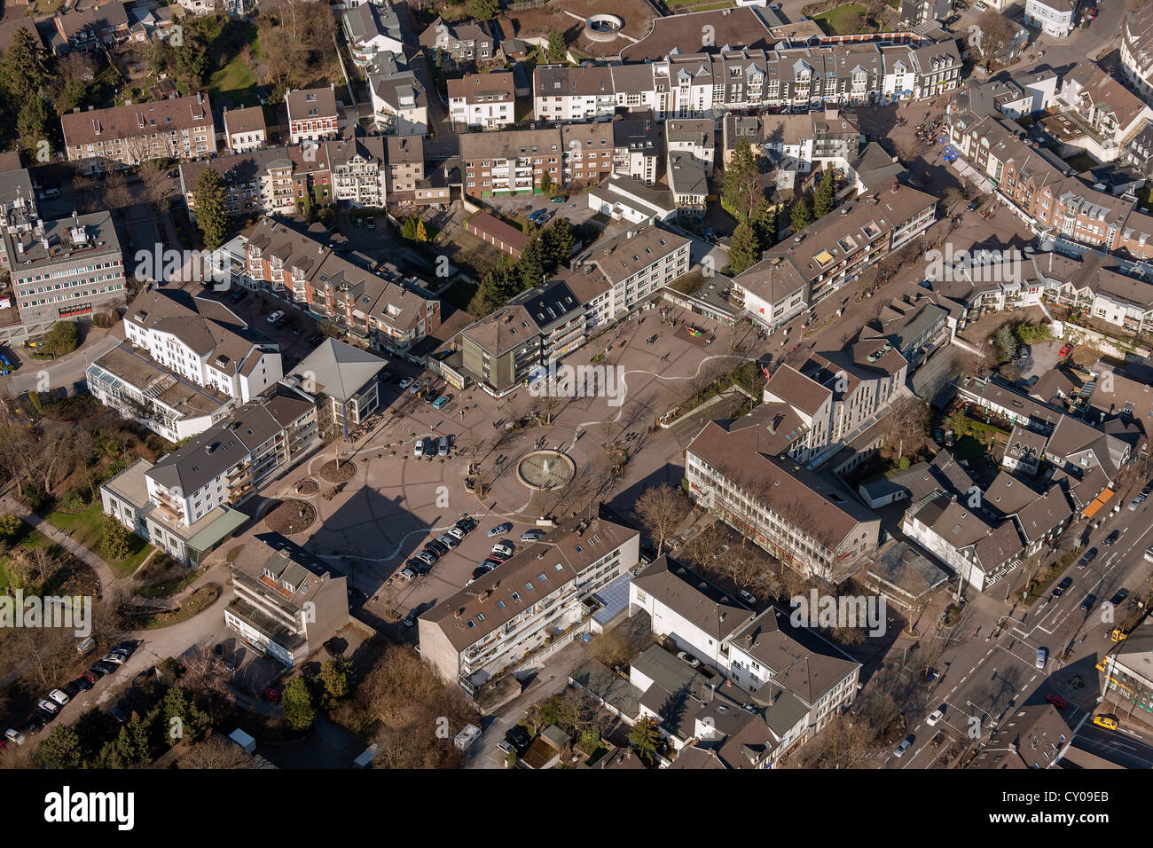 Aerial view, Neuer Markt square, Haan, Rhineland, North Rhine ...
