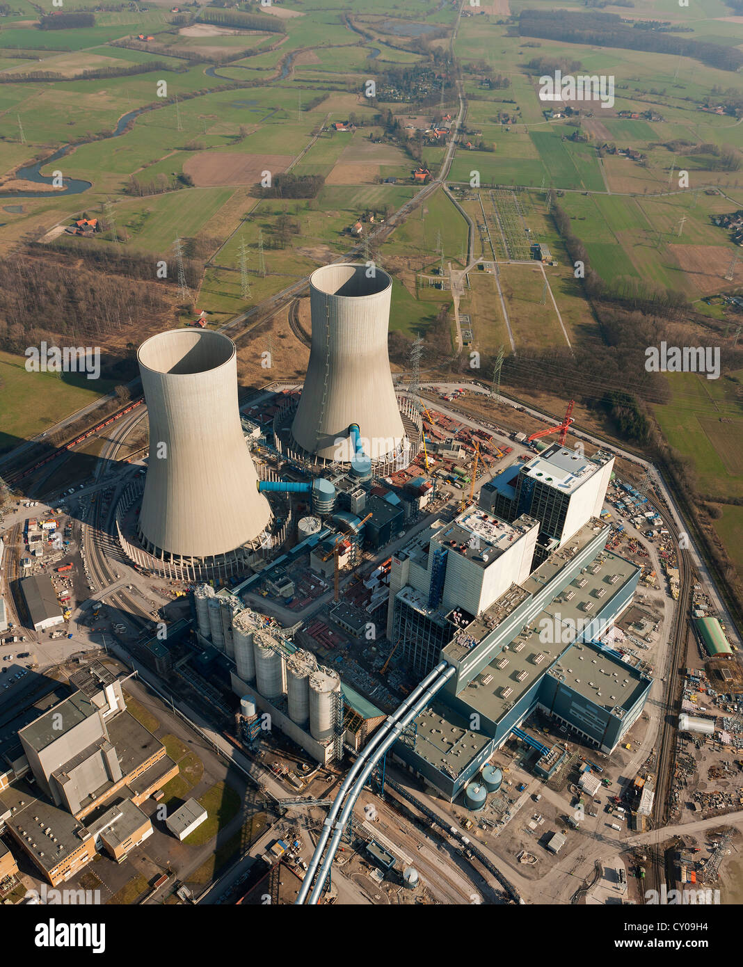 Aerial view, Westfalen Power Station, RWE Power, Hamm-Uentrop, Ruhr ...