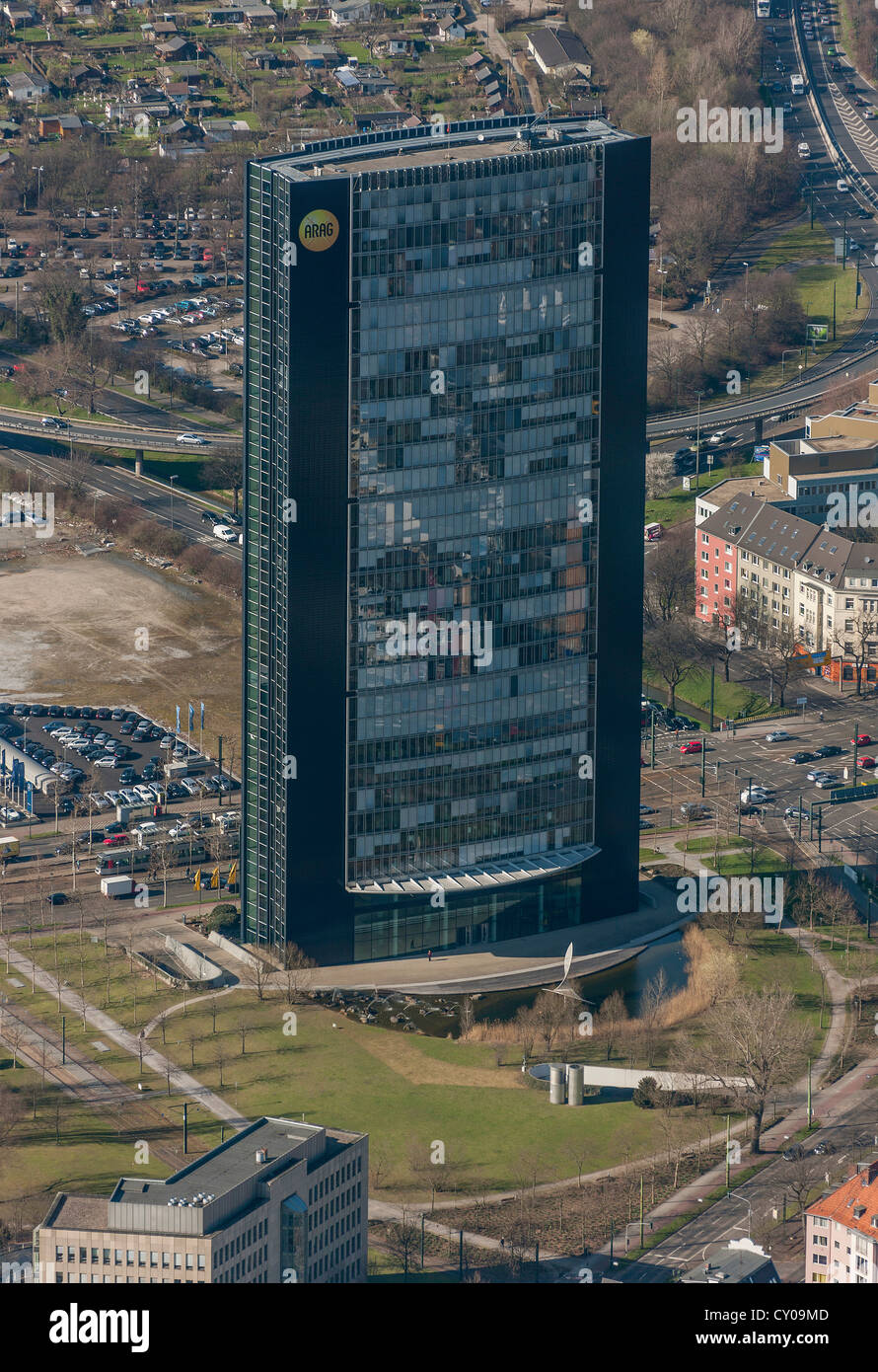 Aerial view, ARAG tower, Duesseldorf, Rhineland region, North Rhine ...