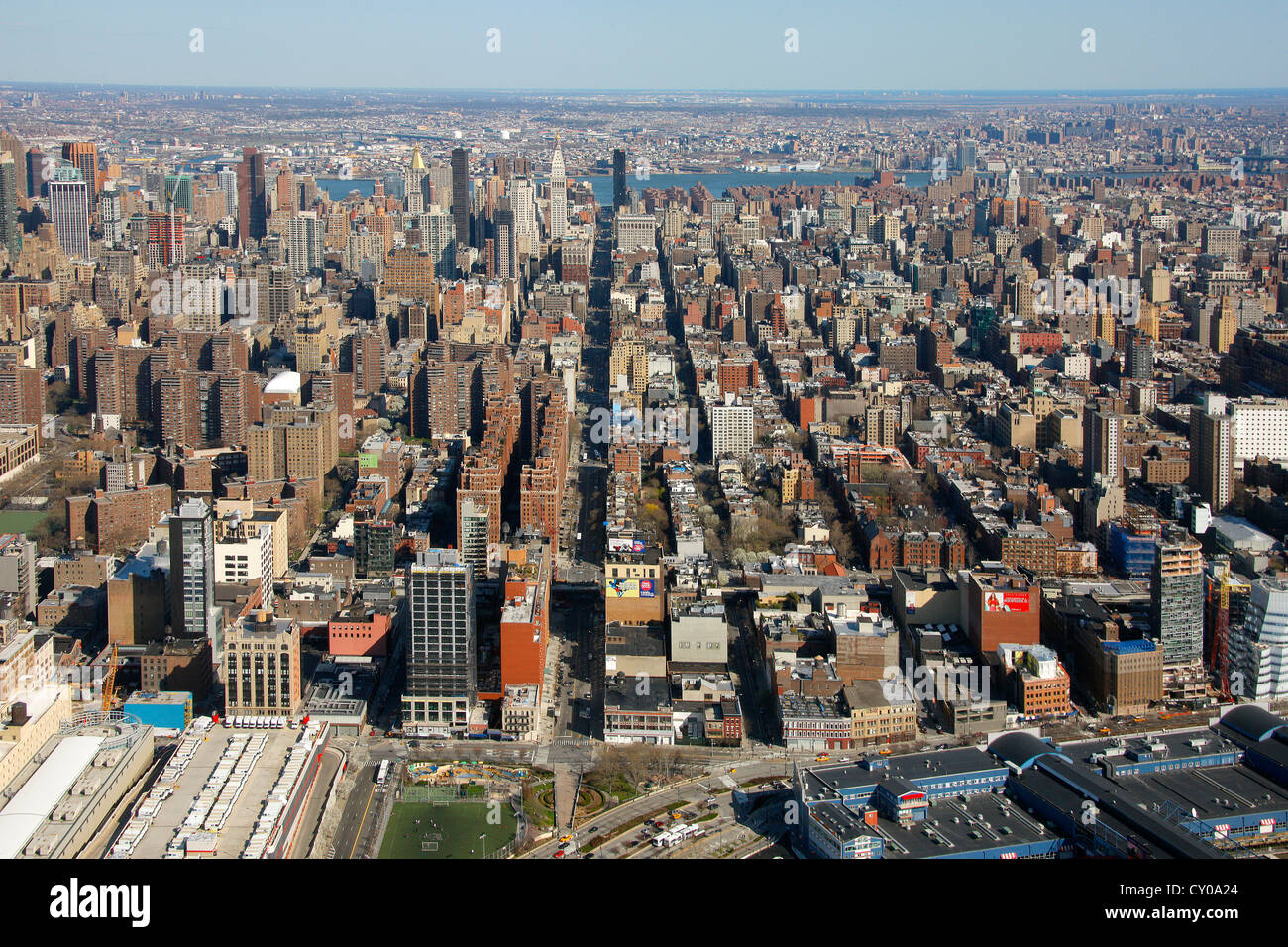 Aerial view, sightseeing flight, Manhattan, New York City, New York ...