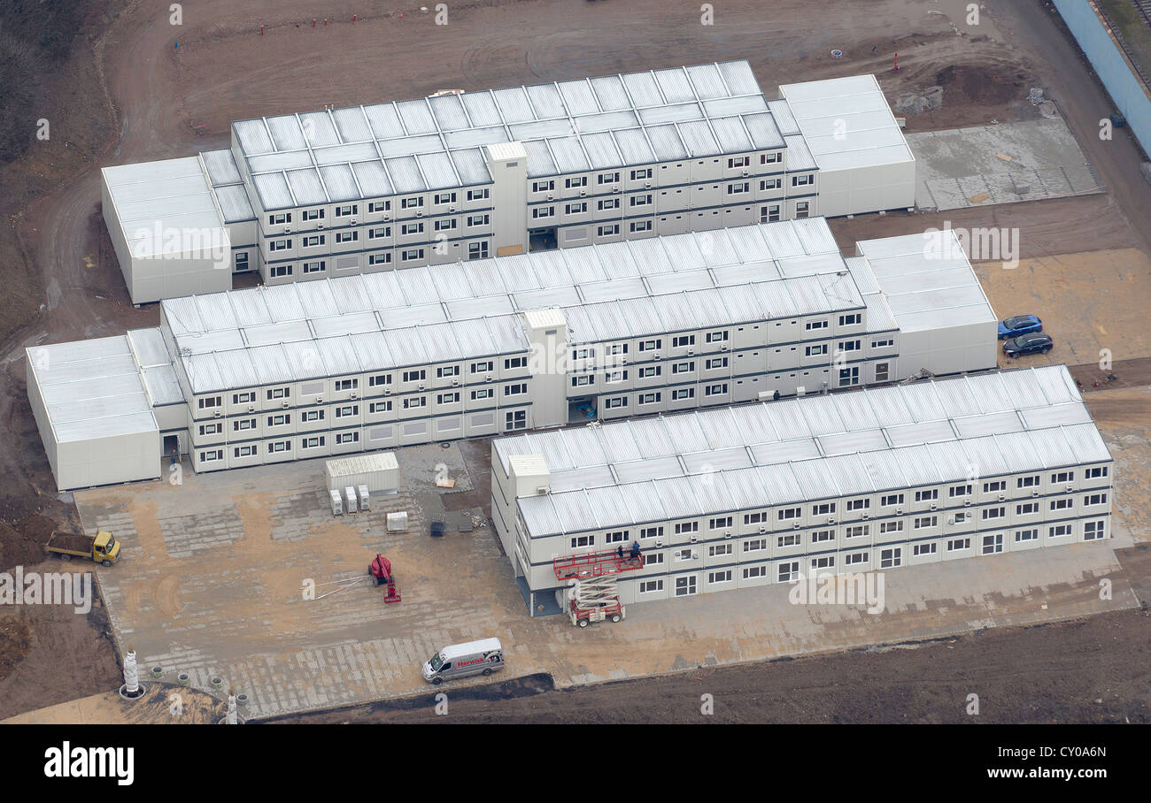 Aerial view, containers of the interim location of the University Ruhr ...