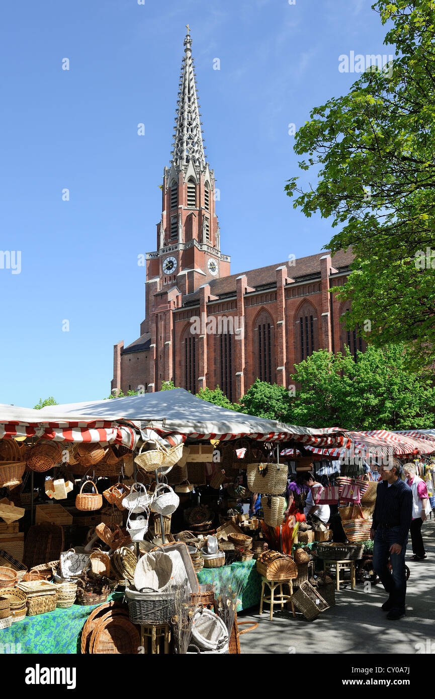 Auer Dult fair, Maria Hilf Church, Mariahilfplatz square, Munich, Upper ...