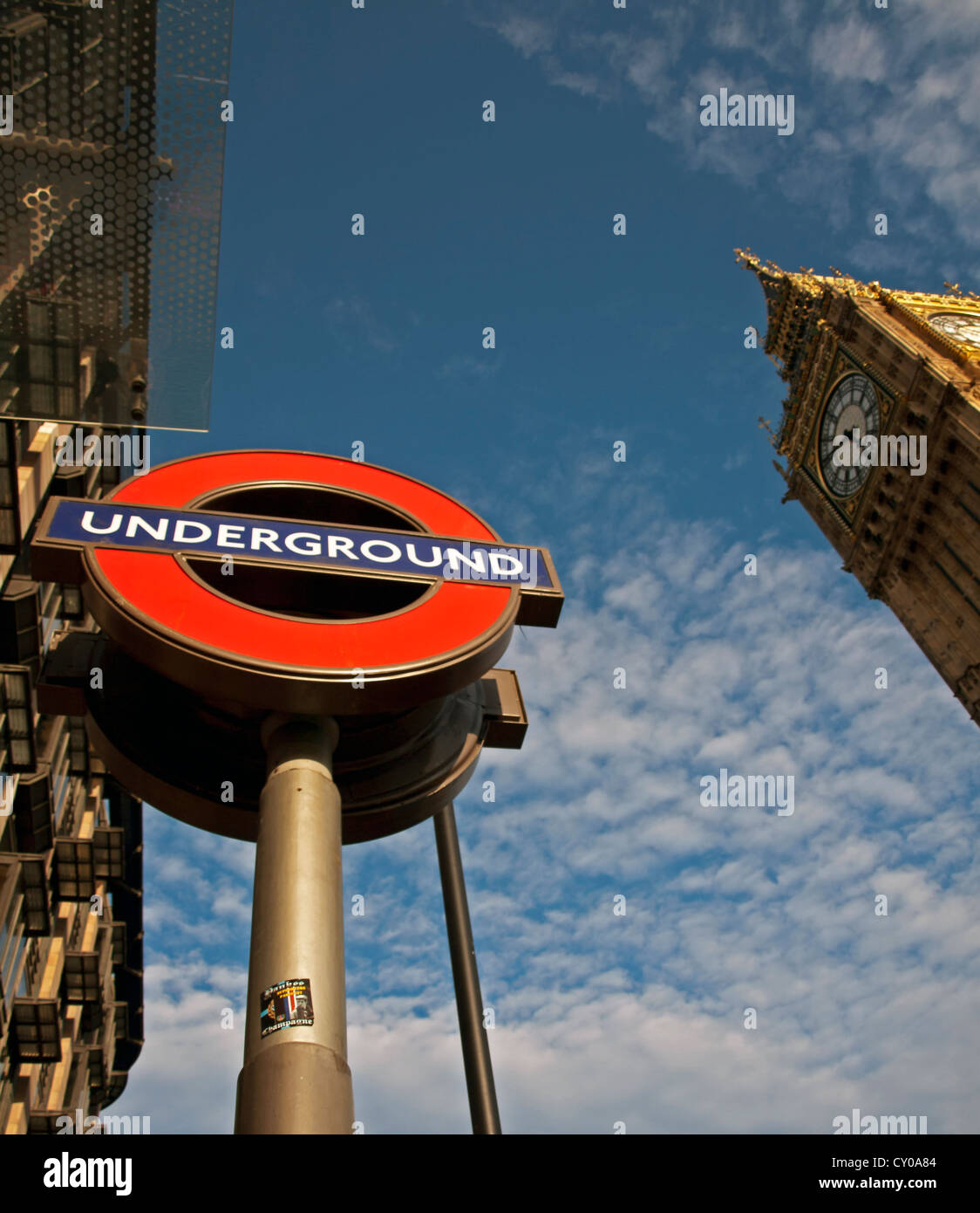 Westminster Tube sign showing Big Ben clock tower situated at the north ...