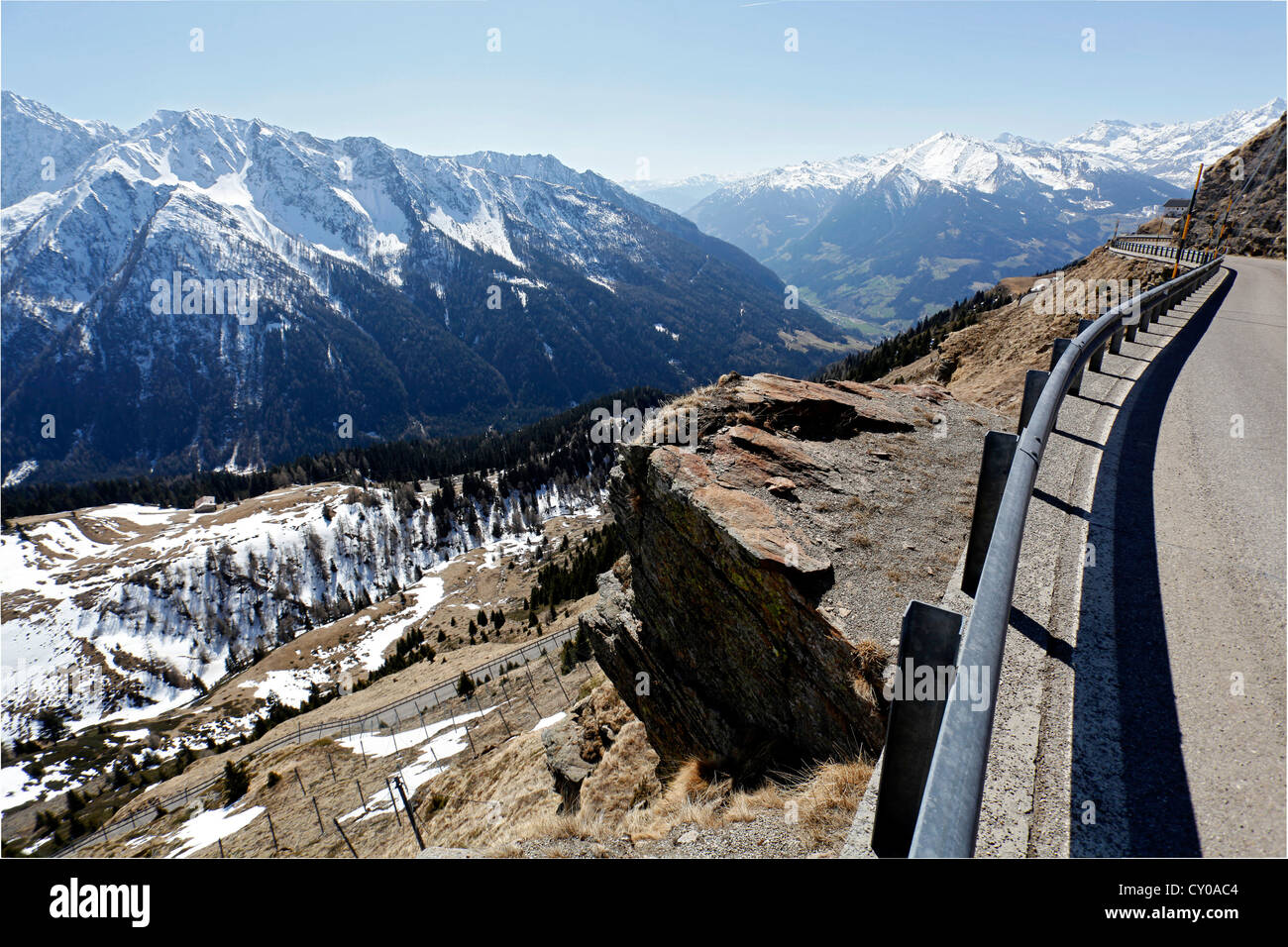 Pass road of Jaufenpass towards St. Leonhard, Alto Adige, Italy, Europe ...