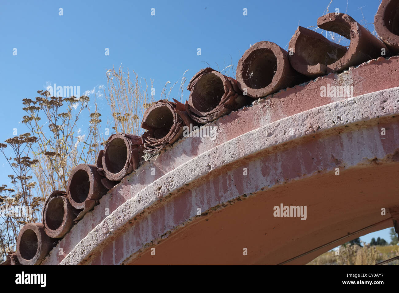 Terracotta arch at Butterfly World, St Albans, Hertfordshire Stock ...