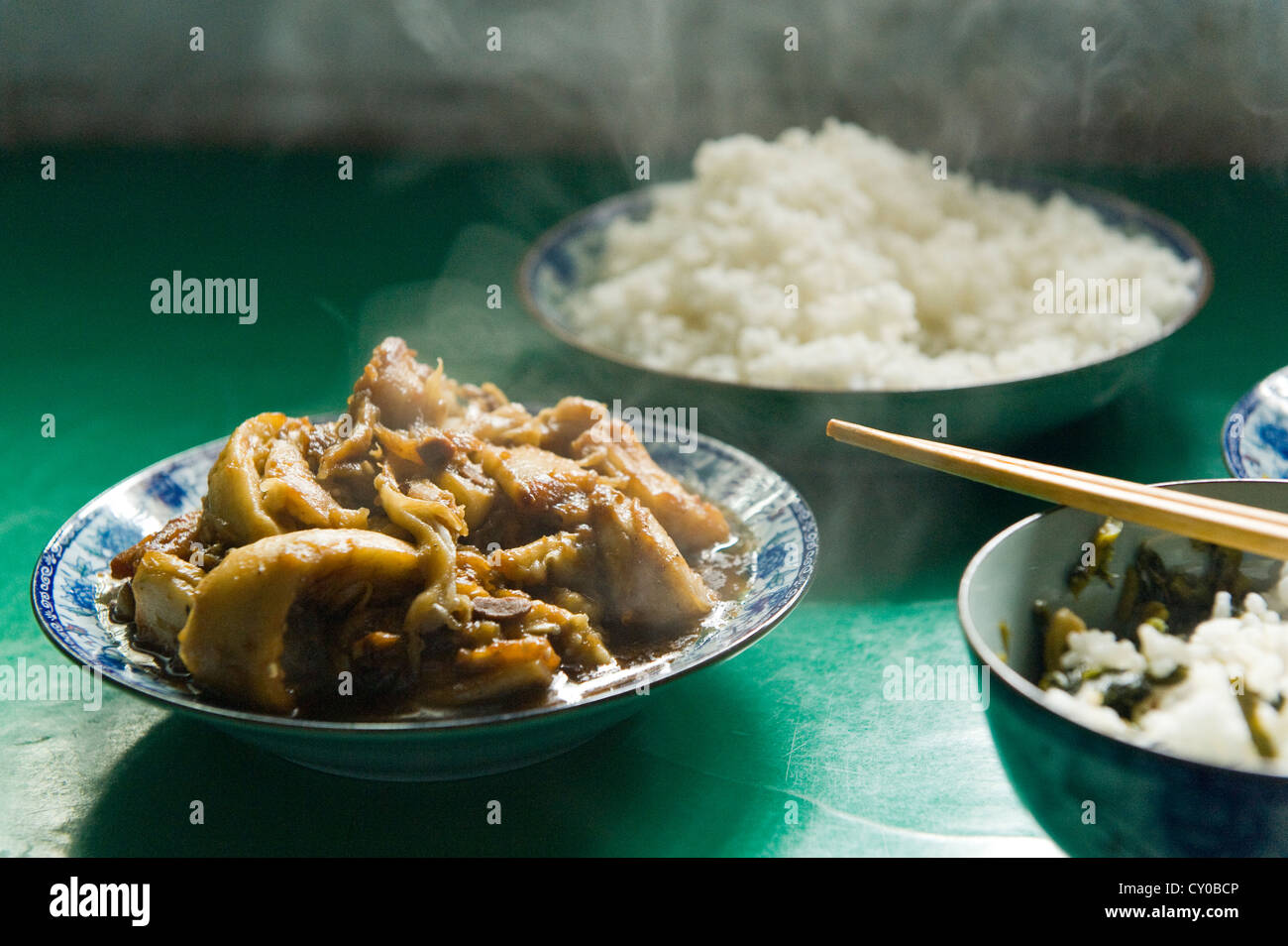 A traditionally prepared Shaolin vegetarian meal at the San Huang Zhai ...