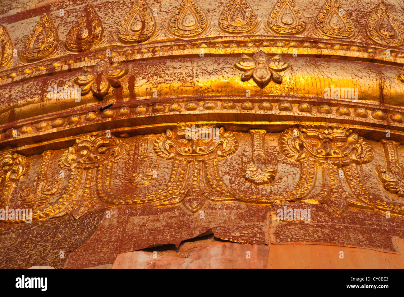 Gaurdian Cheppu deities on the gilded bell shaped DHAMMAYAZIKA PAGODA ...