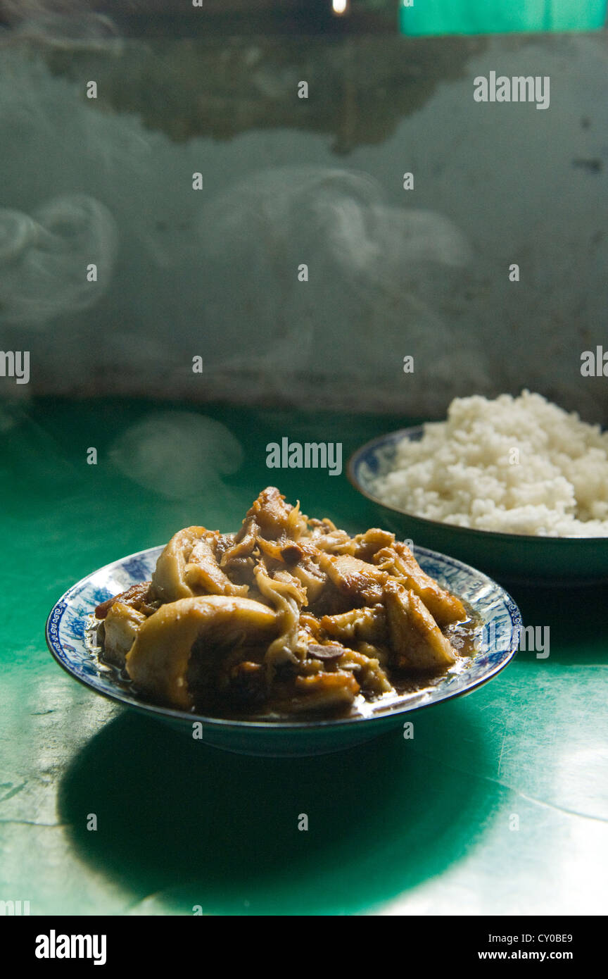A traditionally prepared Shaolin vegetarian meal at the San Huang Zhai ...