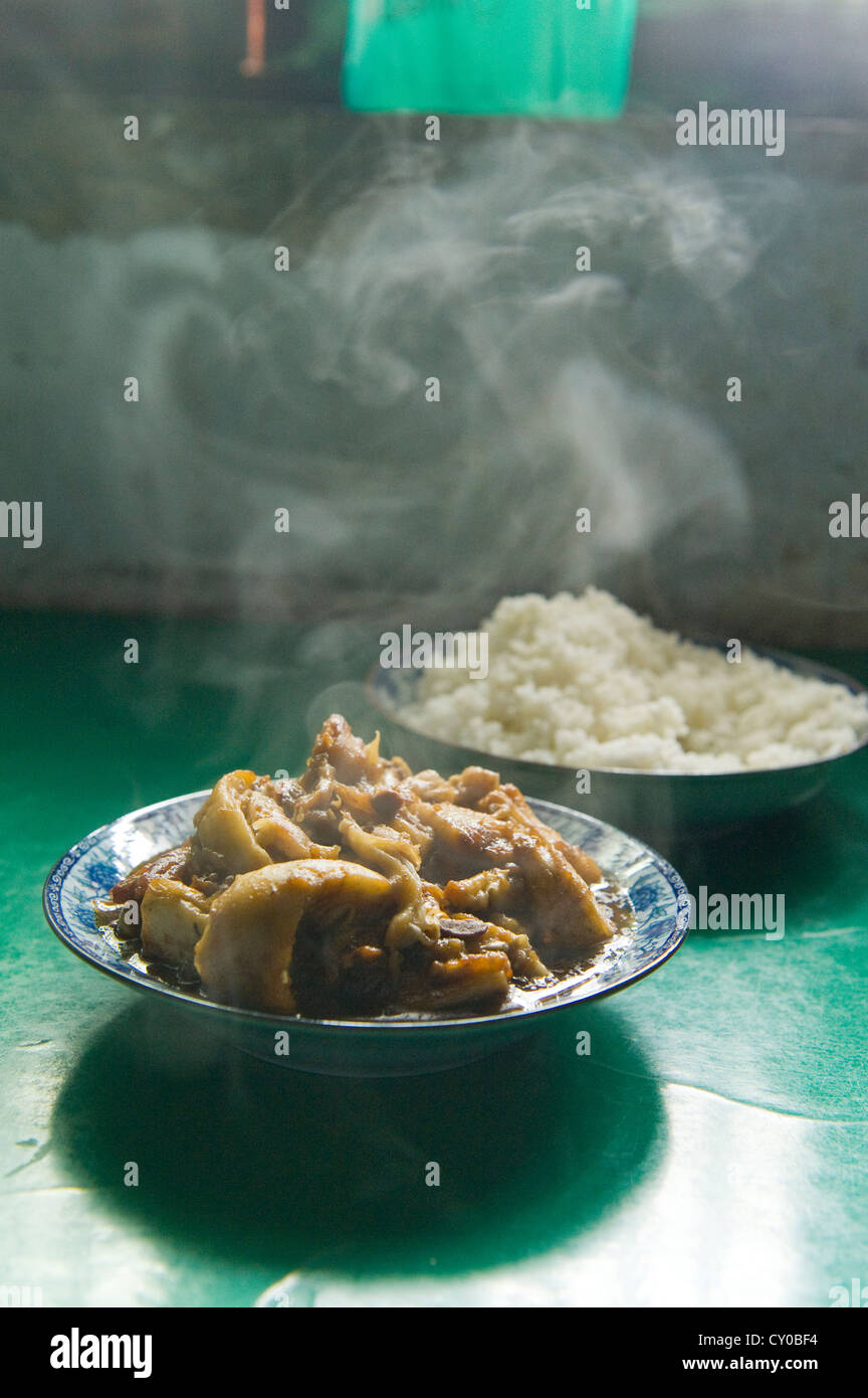 A traditionally prepared Shaolin vegetarian meal at the San Huang Zhai ...