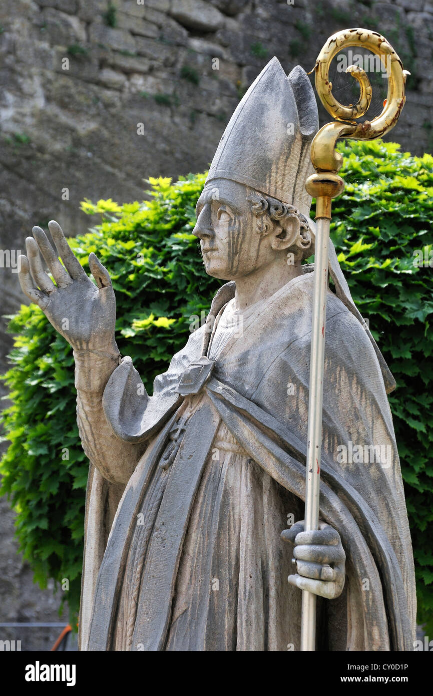 Statue of Saint Benedikt in the courtyard of Kolleg St Benedikt ...