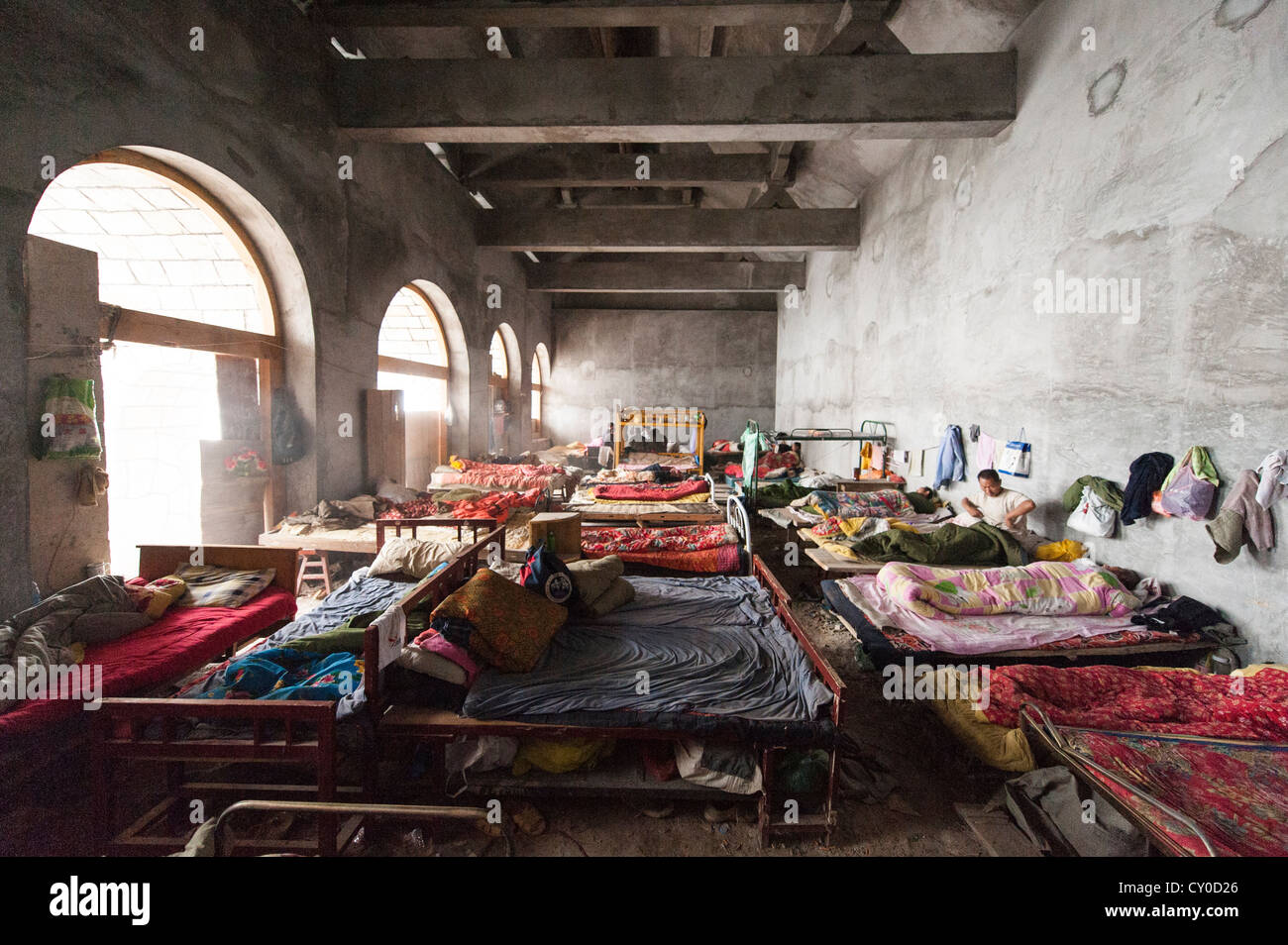 The cramped and rundown living quarters for labor workers at the San ...