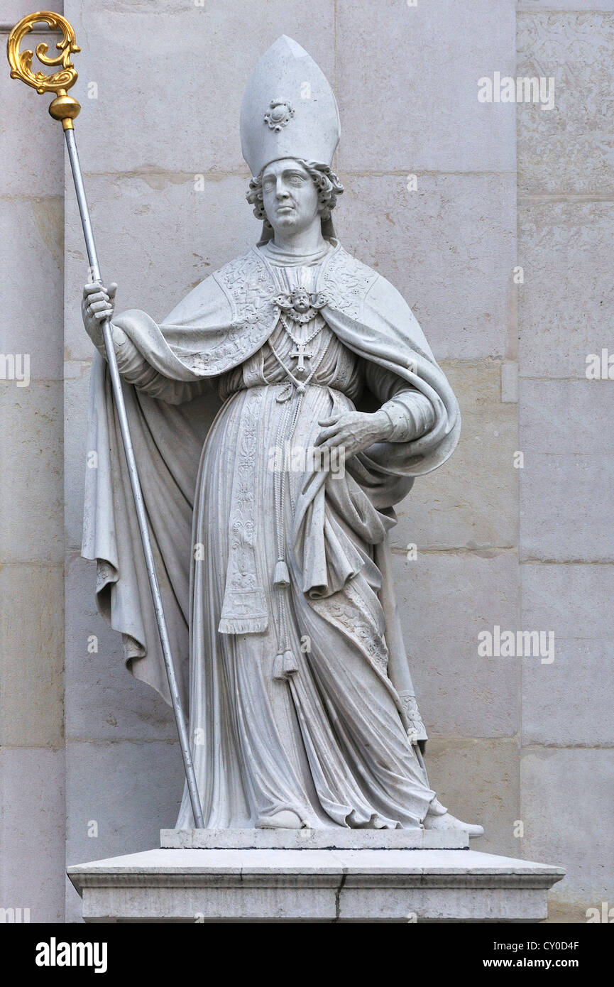 Monumental sculpture of St. Rupert, church patron, outside Salzburg ...