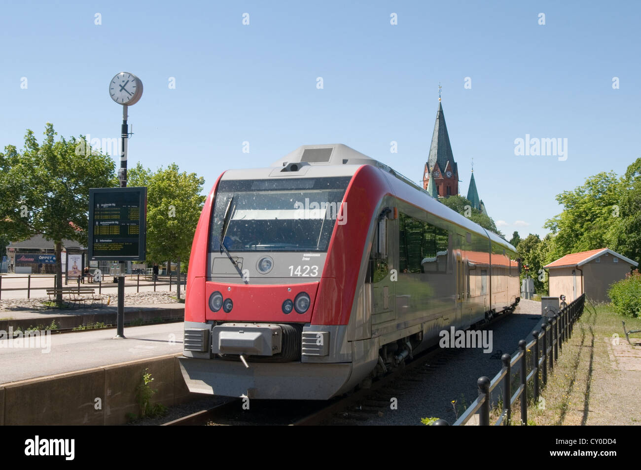 commuter train trains at station stations in vastervik sweden swedish ...