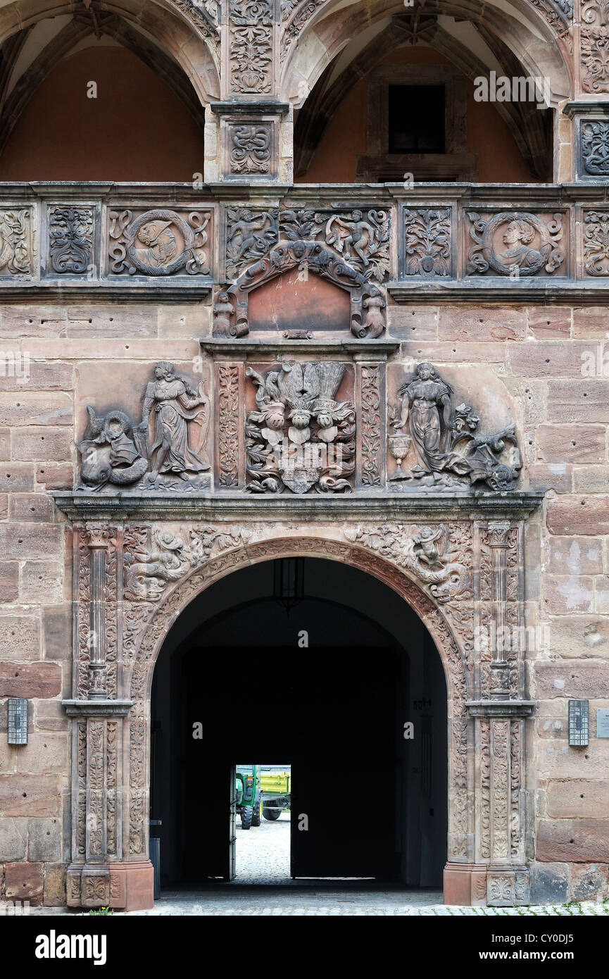 Plassenburg Castle, exit gate from "Schoener Hof", beautiful courtyard ...
