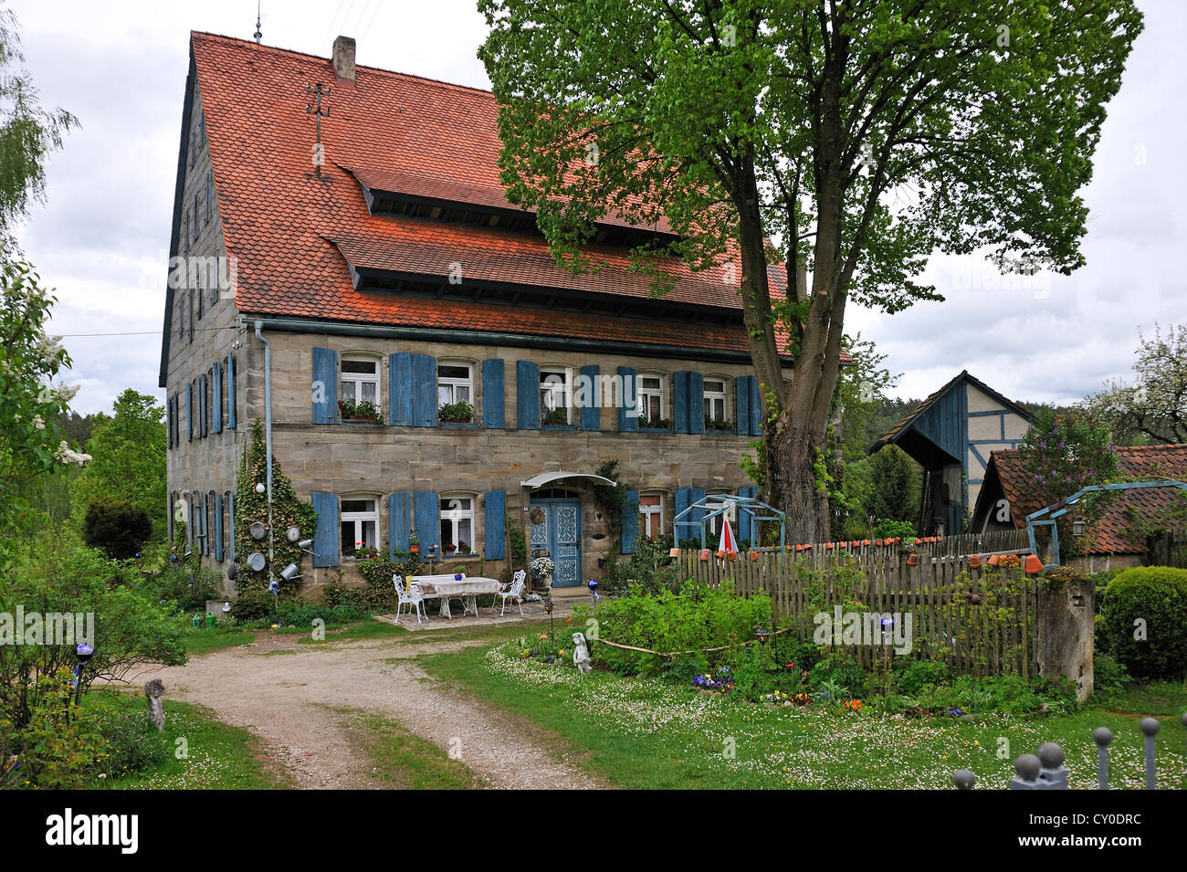 Old Frankish house, ca 1890, with hop's dormer, Simonshofen, Middle ...