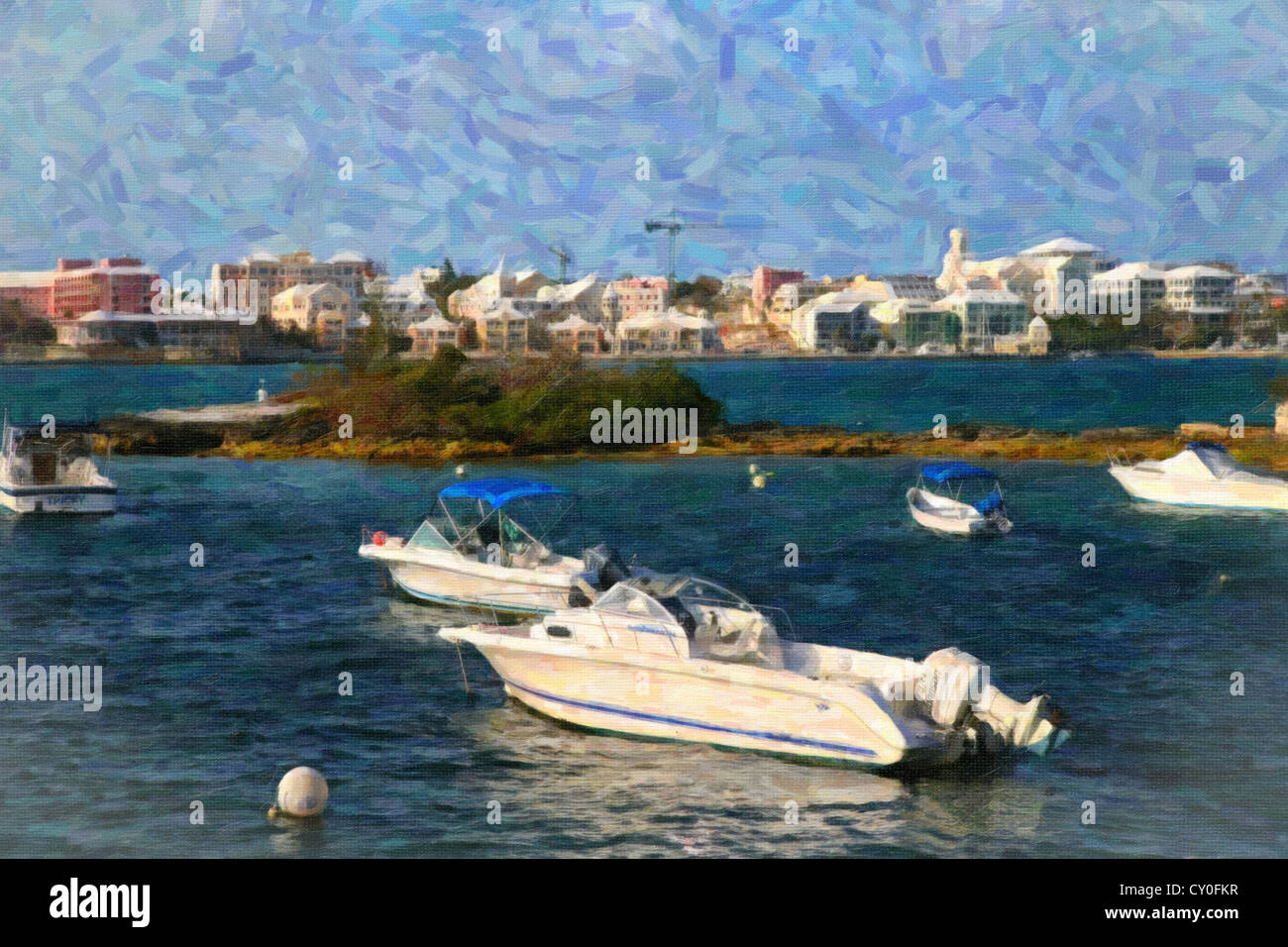 View of boats in Hamilton Harbour and the city of Hamilton, Bermuda on ...