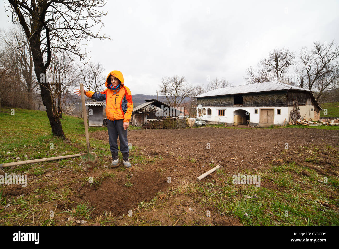 Digging a hole, boy hi-res stock photography and images - Alamy