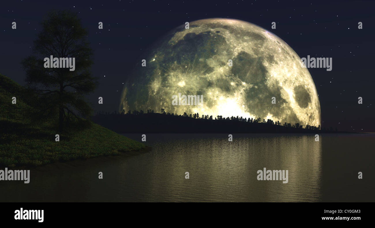 Full moon under river hi-res stock photography and images - Alamy