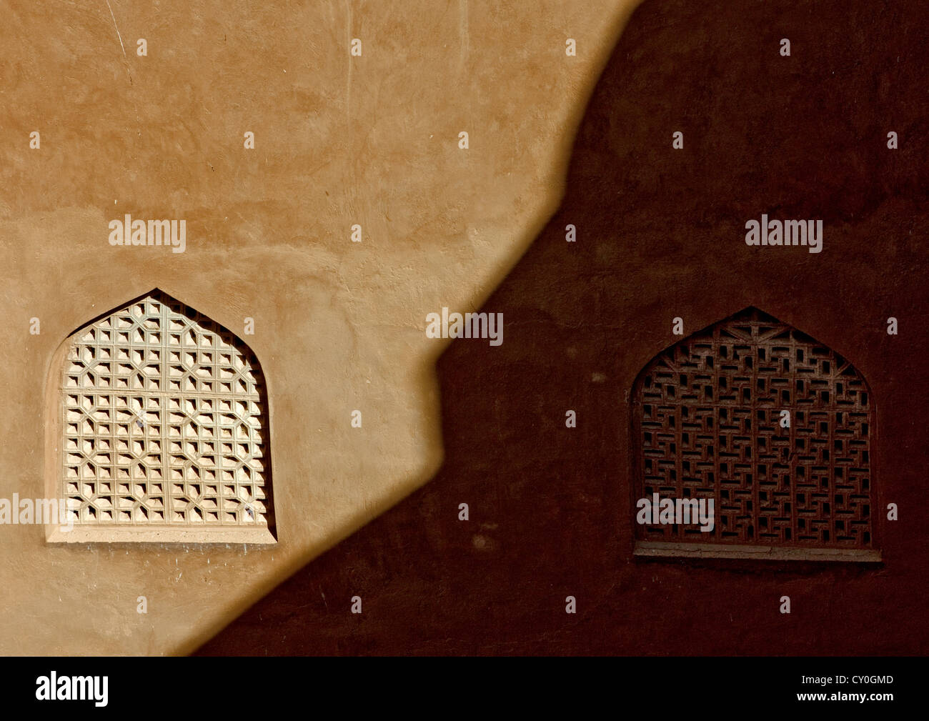 Wooden Carved Windows Of Jabrin Fort, Oman Stock Photo - Alamy