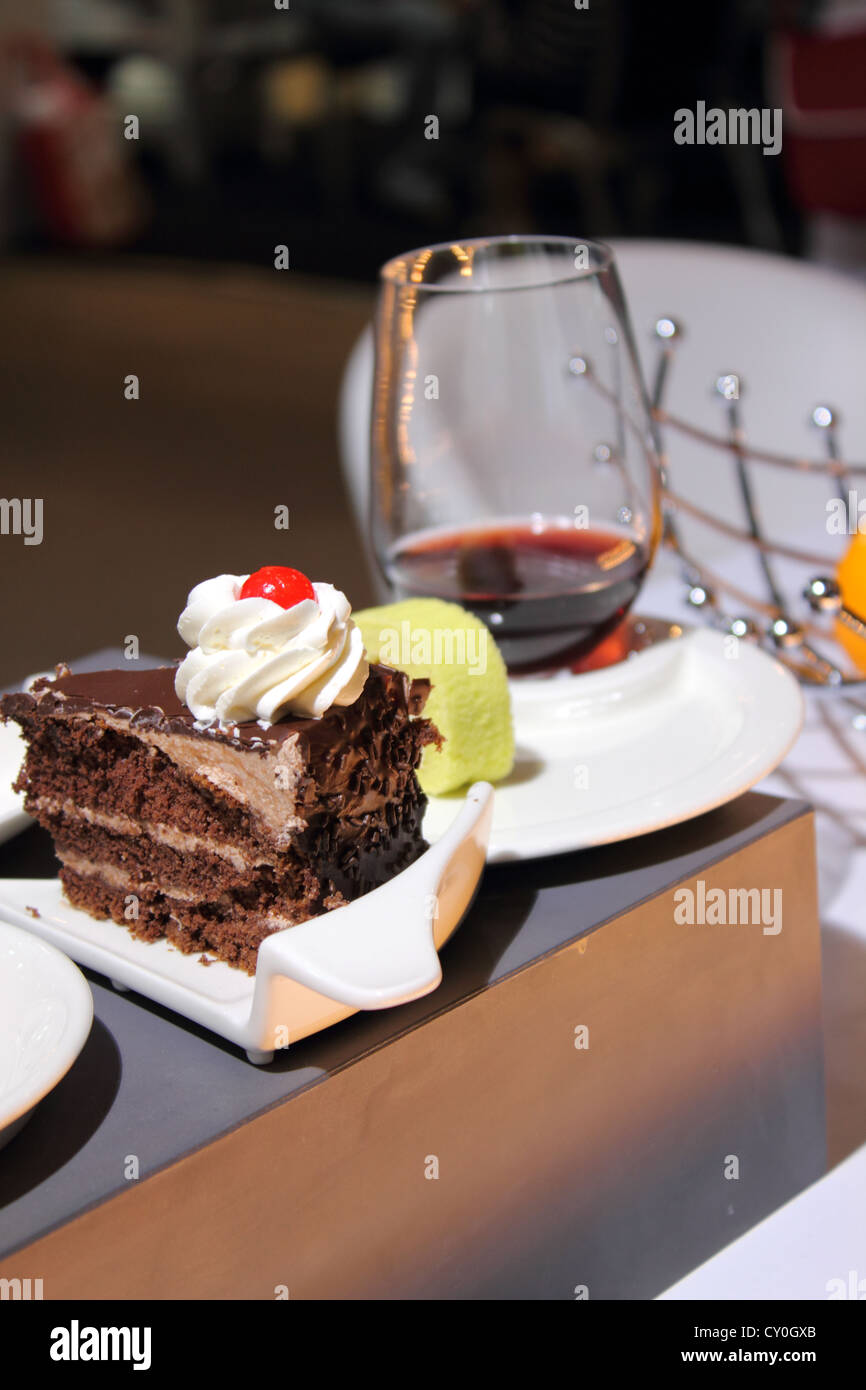 layered chocolate cake with ganache and cream Stock Photo - Alamy