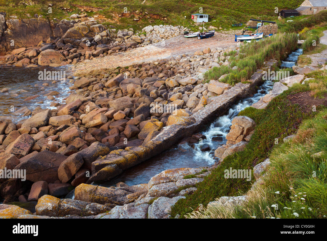 Dawn at Penberth harbour in Cornwall England Stock Photo - Alamy