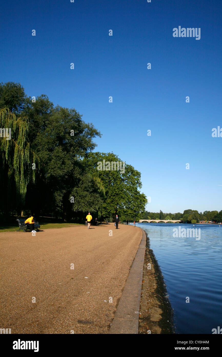 View up the Serpentine to the Serpentine Bridge, Hyde Park, London, UK ...